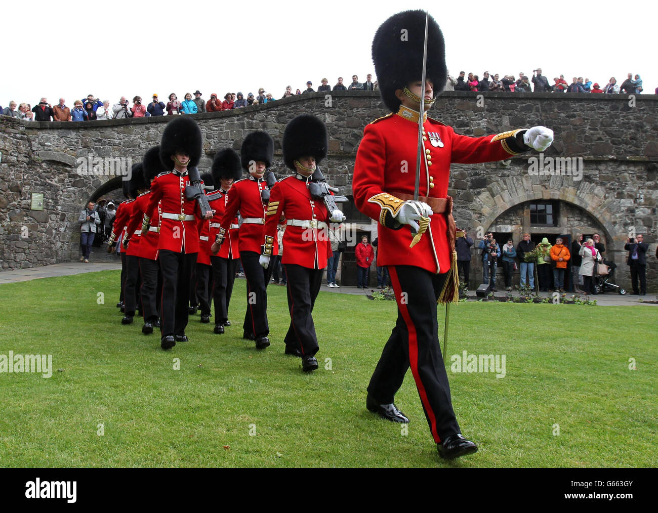 1st Battalion Scots Guards march through Stirling Castle as they ...