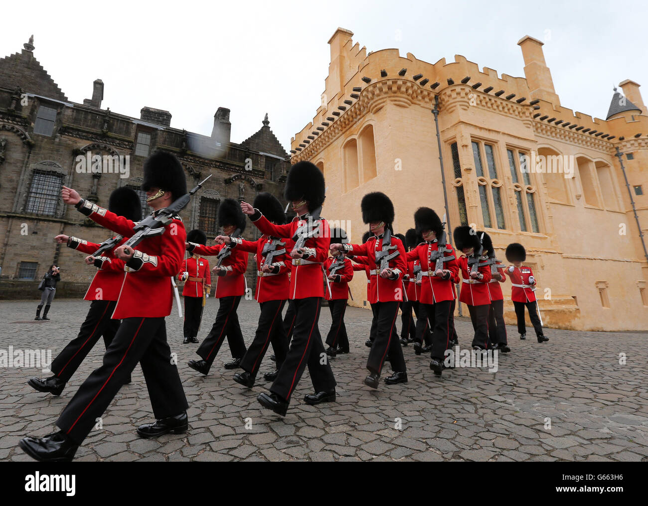 1st Battalion Scots Guards march through Stirling Castle as they ...