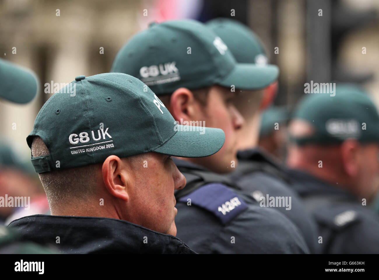 A general view of police as anti G8 protesters take part in a rally in ...