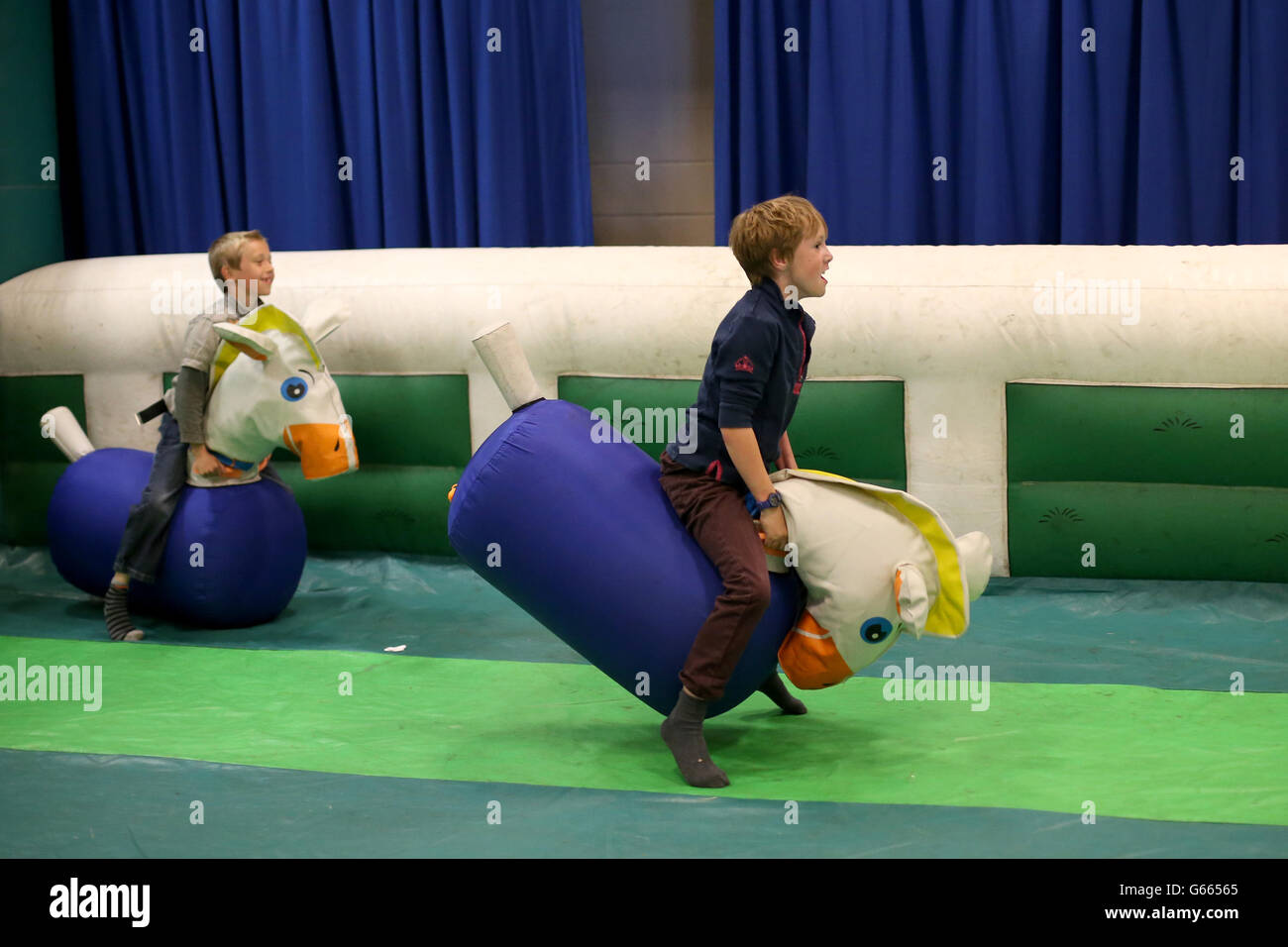 A children's activity inside at Sandown Park Racecourse Stock Photo - Alamy