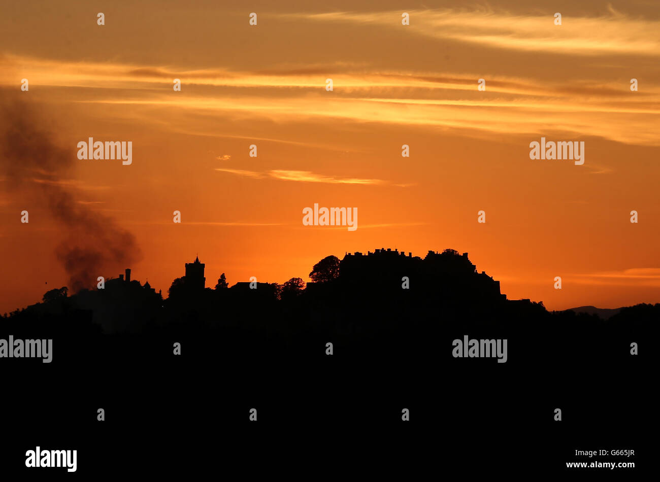 The city of Stirling in Scotland and its castle at sunset Stock Photo ...