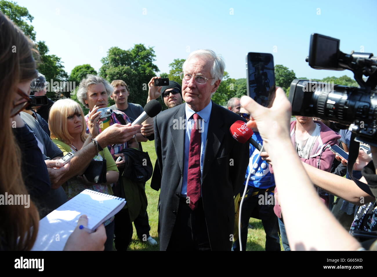 Michael Meacher, the Labour MP, speaks to the media at the Grove Hotel ...