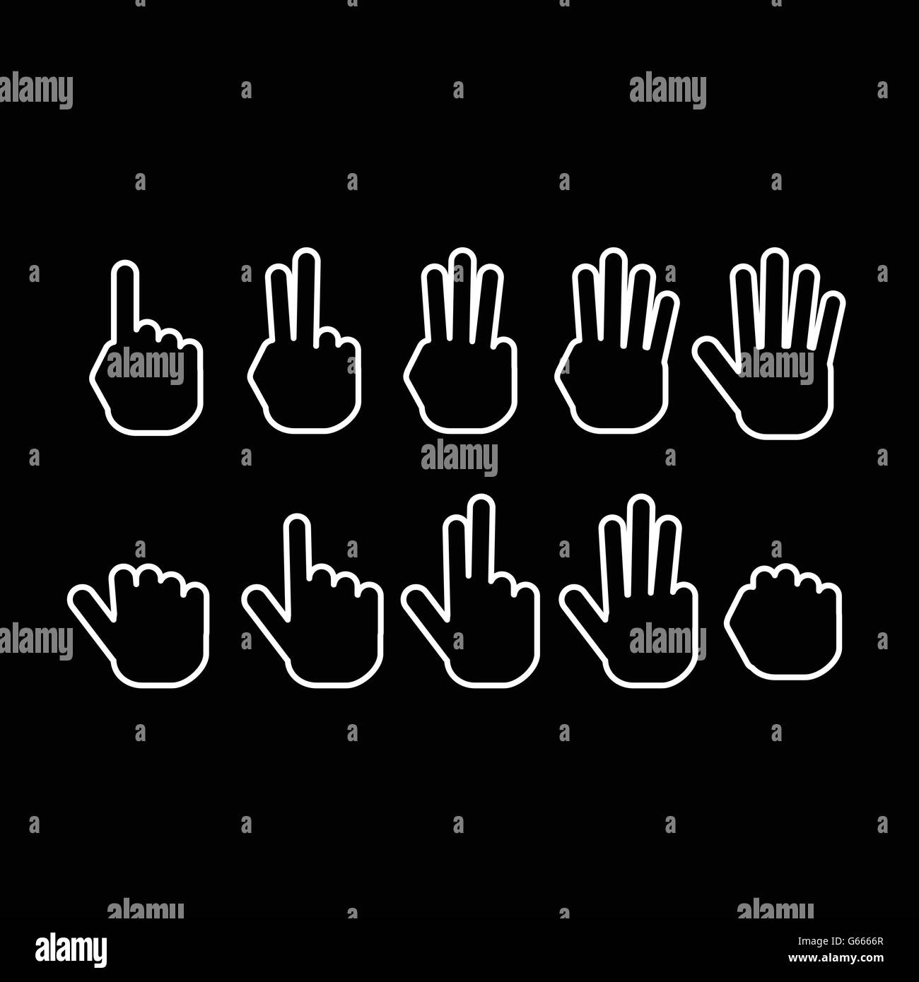 Numbers by hand Black and White Stock Photos & Images - Alamy