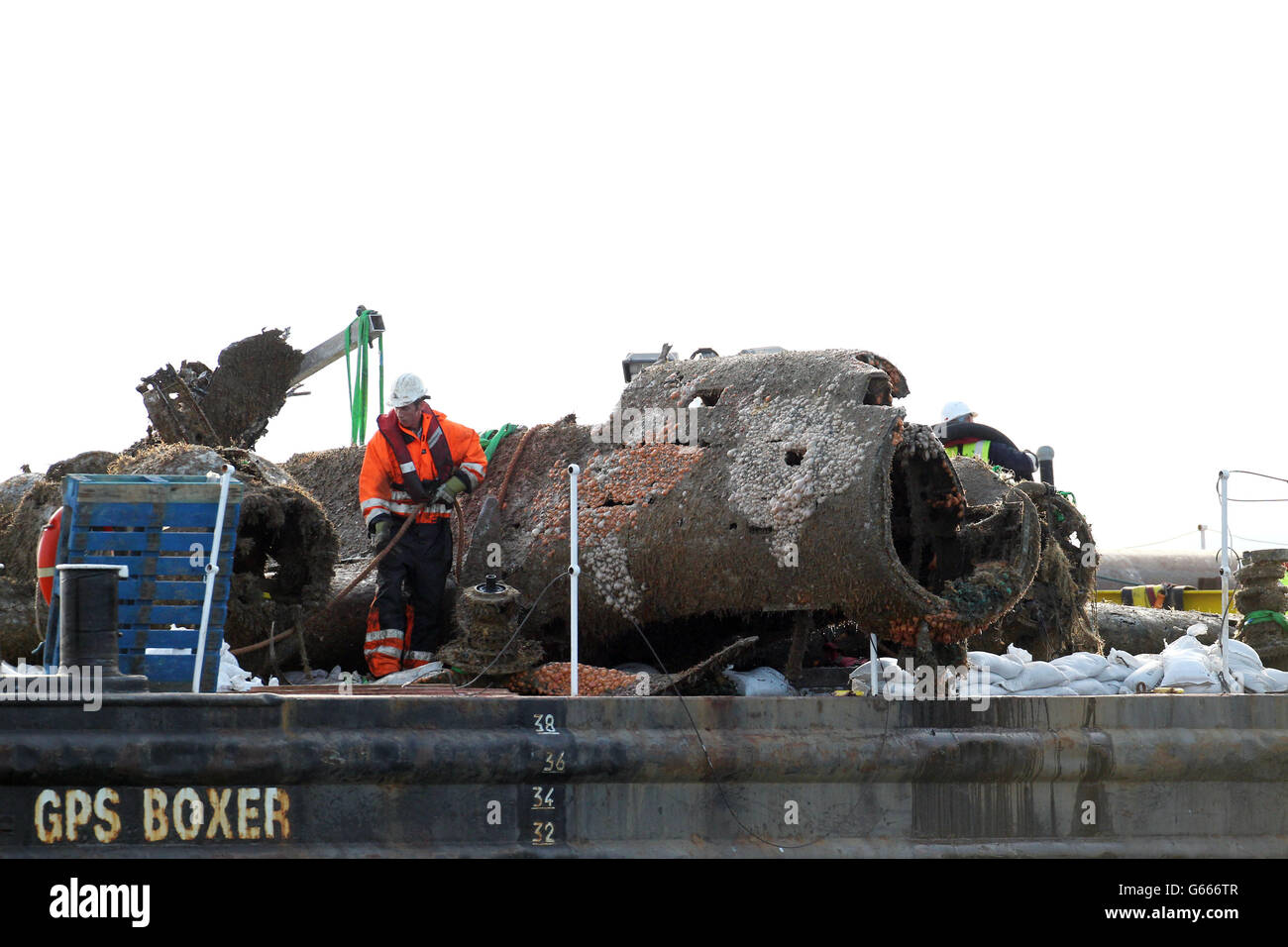 German bomber raised from Channel Stock Photo - Alamy