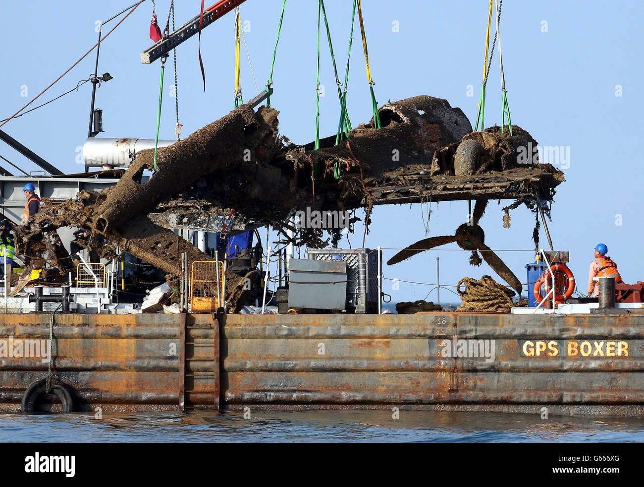 German bomber raised from Channel Stock Photo - Alamy