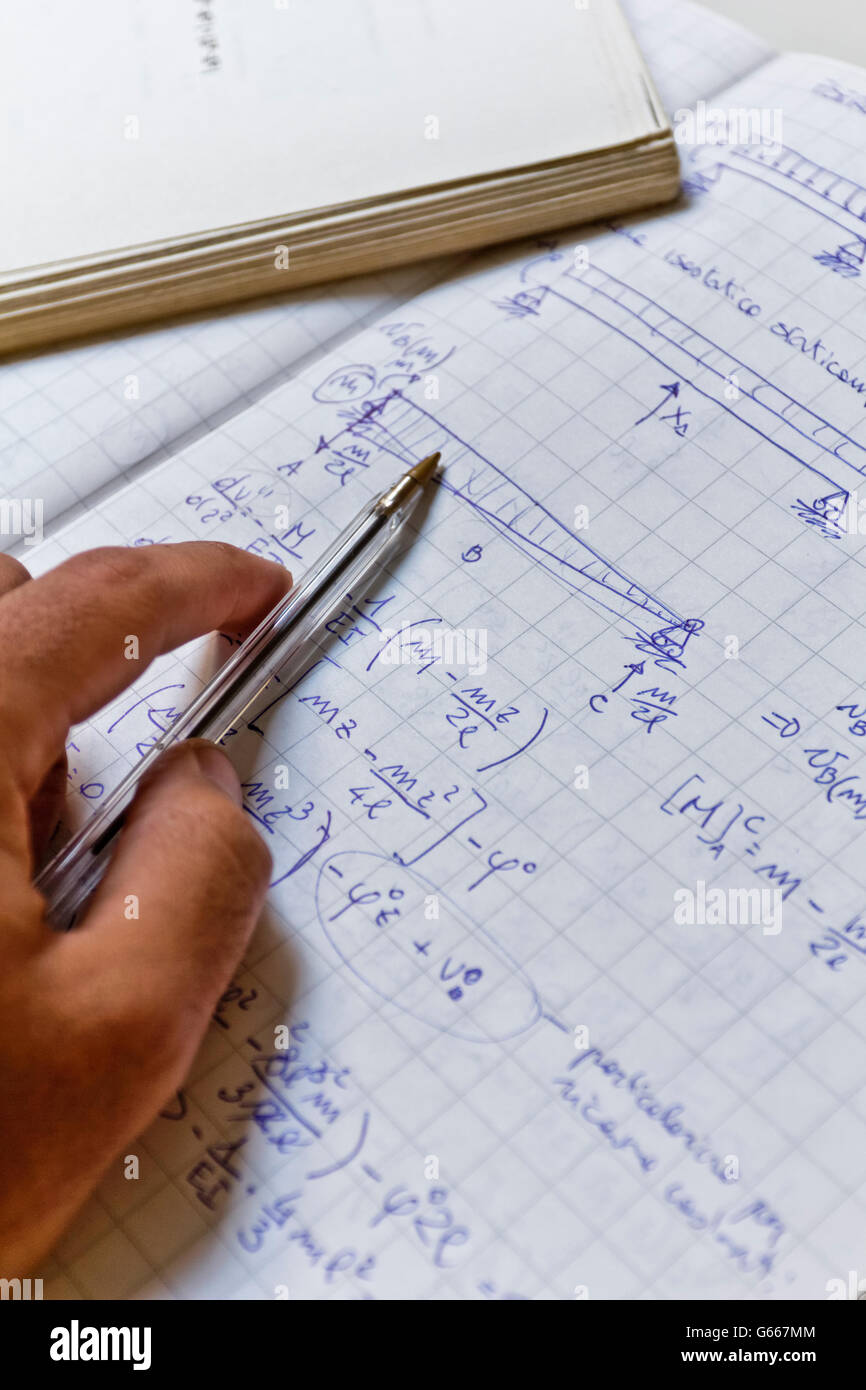 Studying Physics, notes Stock Photo - Alamy