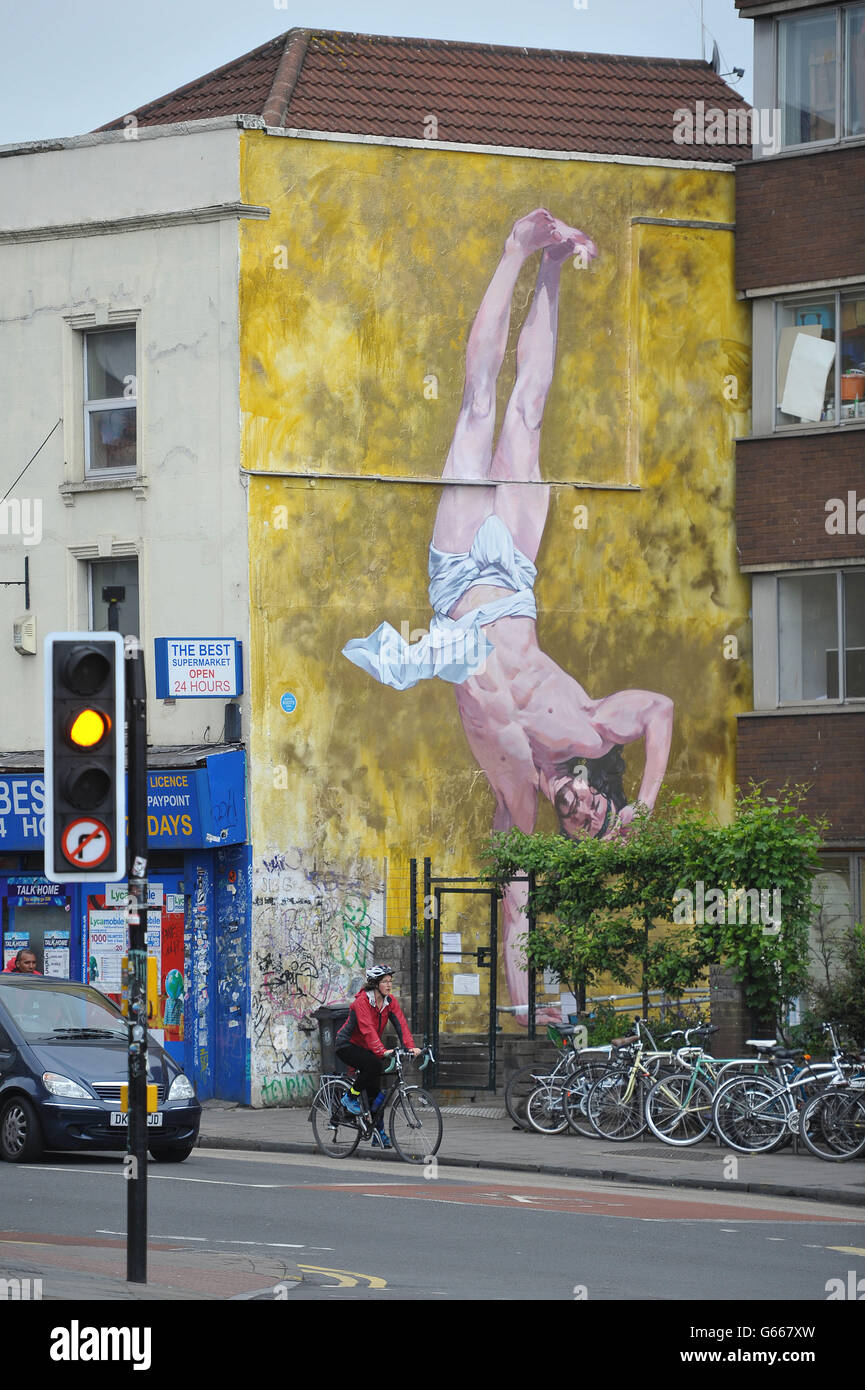 Breakdancing Jesus mural Stock Photo - Alamy