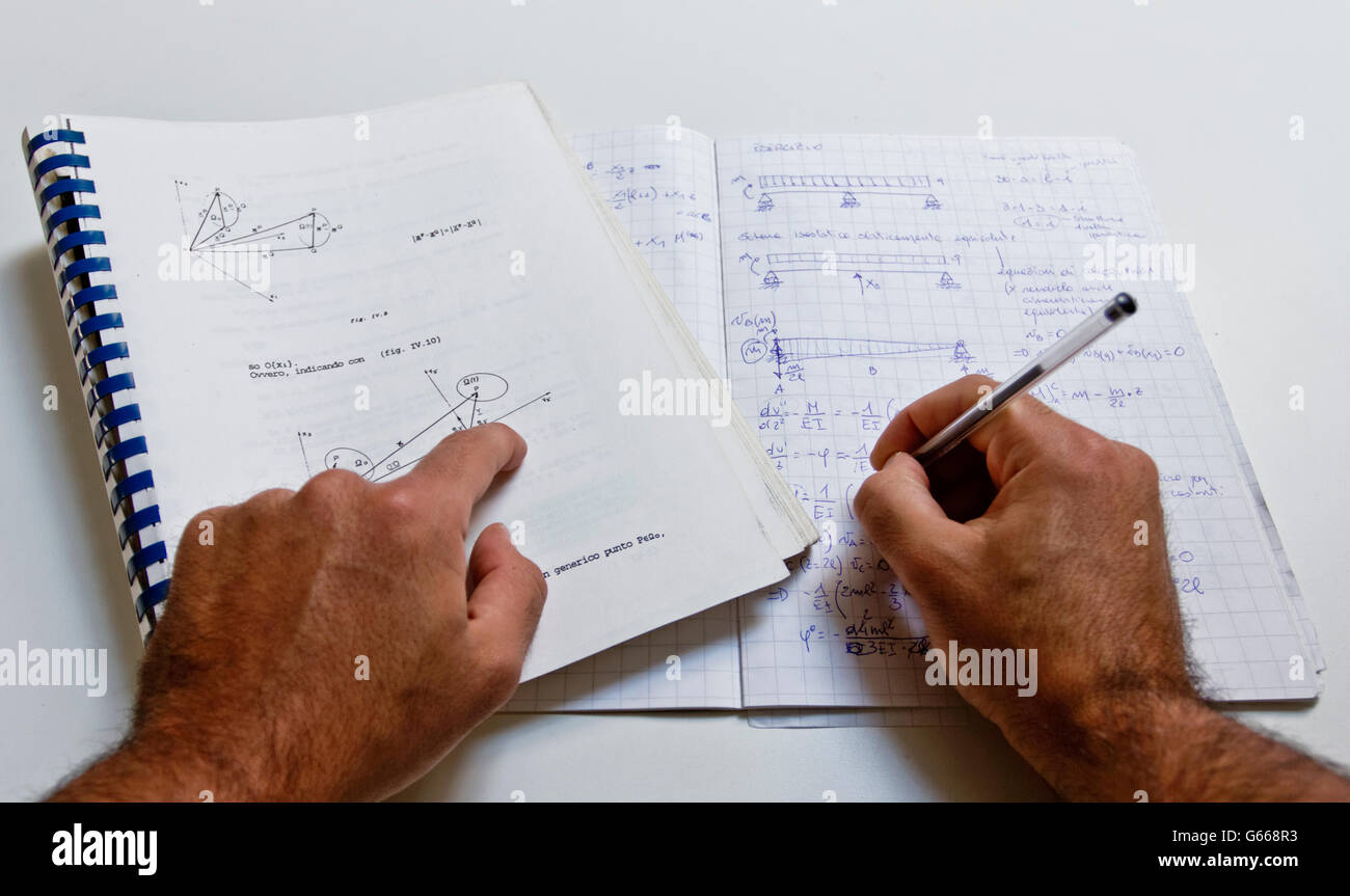 Studying physics, note Stock Photo - Alamy