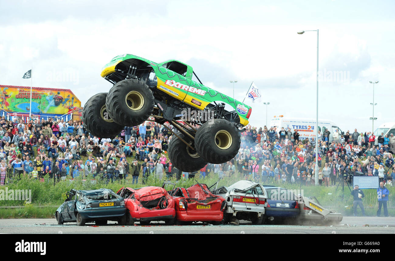 Extreme Torque Show. STANDALONE Photo. A monster truck takes off just ...