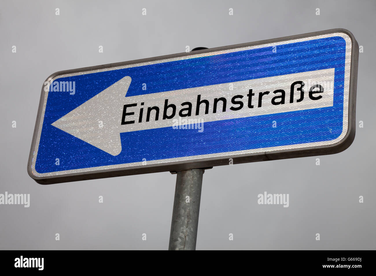 Traffic sign, "Einbahnstrasse", German for "one way street Stock Photo ...