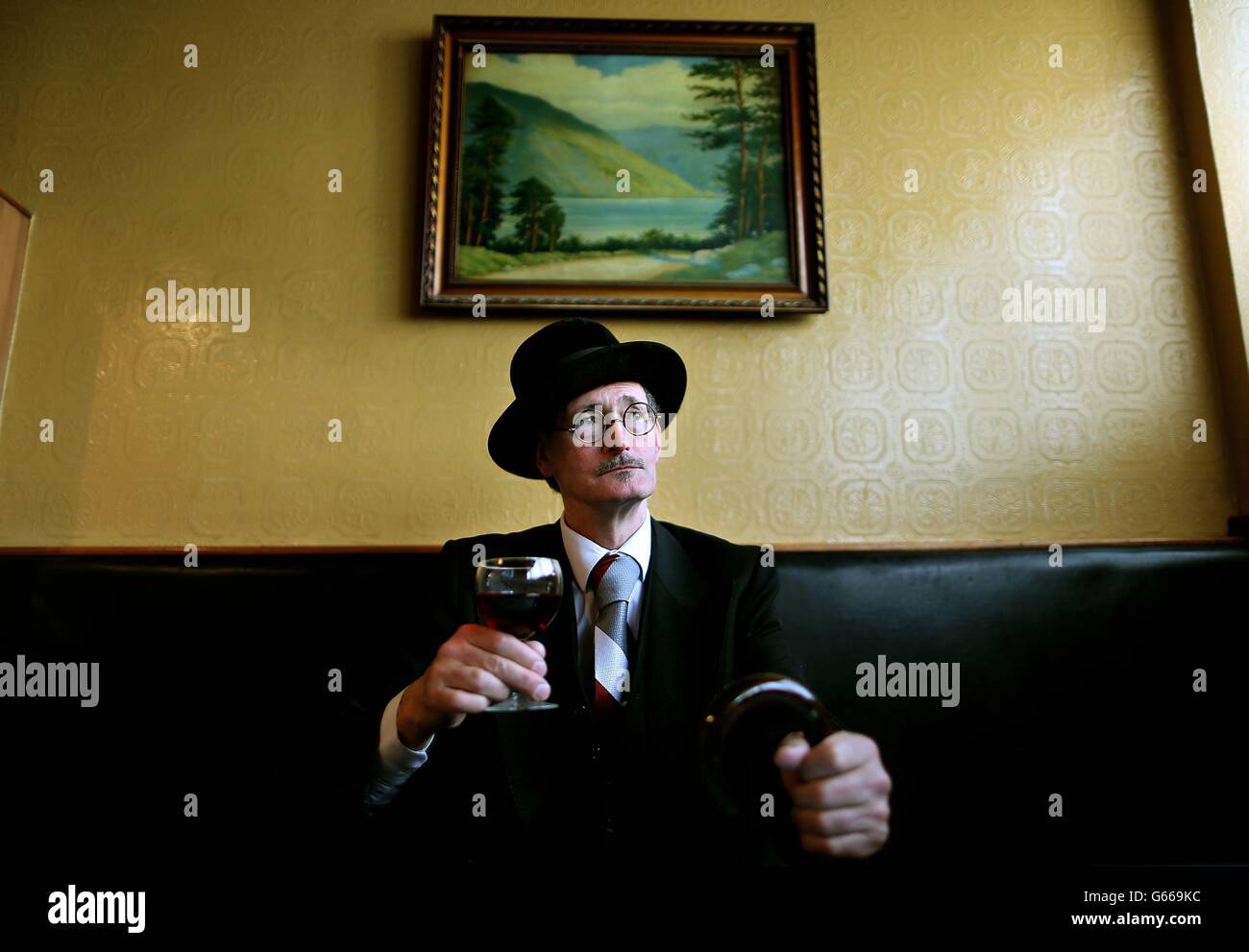 John Shevlin dressed as James Joyce in O'Loughney's bar in Dun ...
