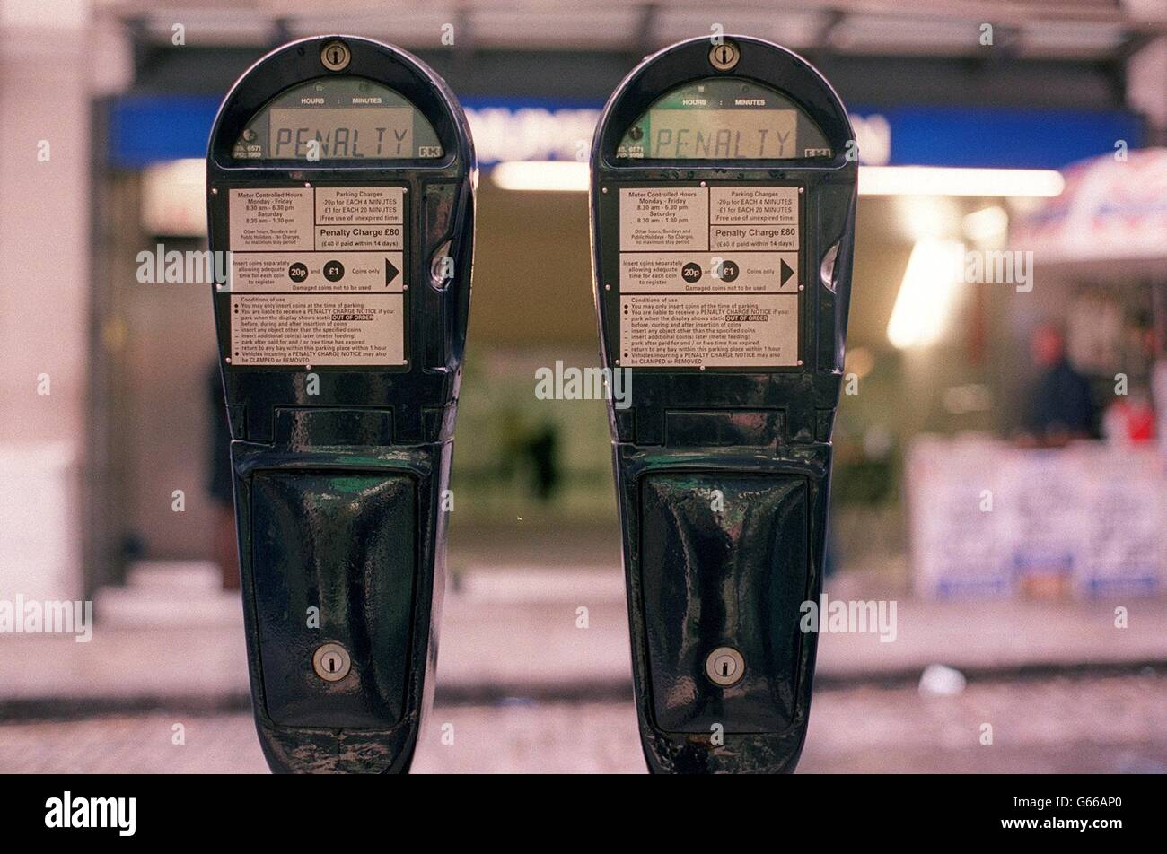 Two parking meters outside Monument underground station in London Stock ...