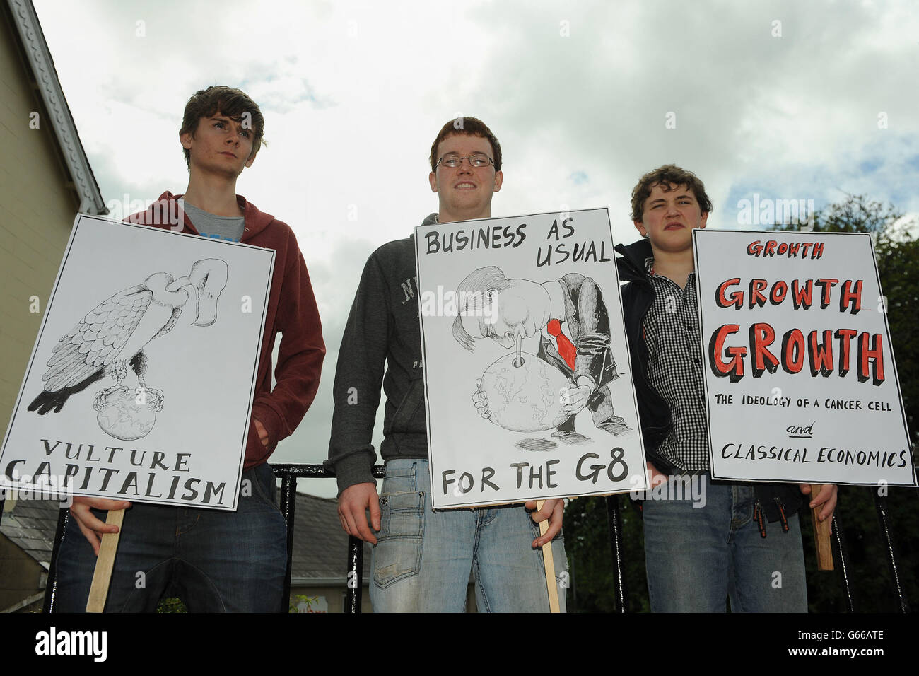 G8 Protestors Shane Finnan 19, Mike McKenna 19 and Ruaira Connolly 14 ...