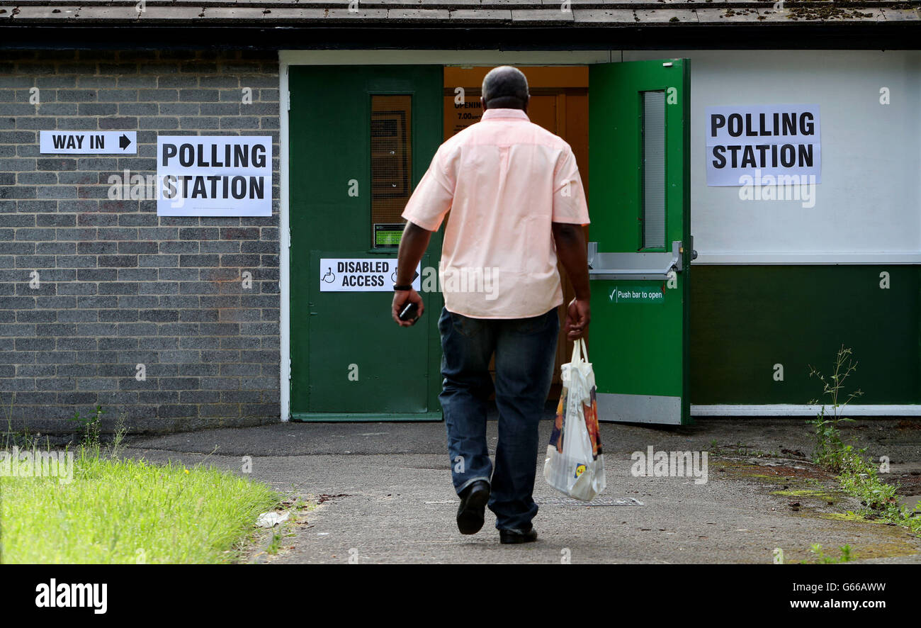 A polling station opens st stephens parish club hi-res stock ...