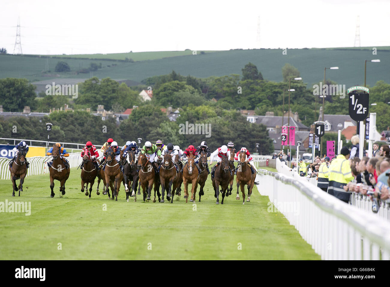 Horse Racing - Musselburgh. General view of the runners and riders in ...