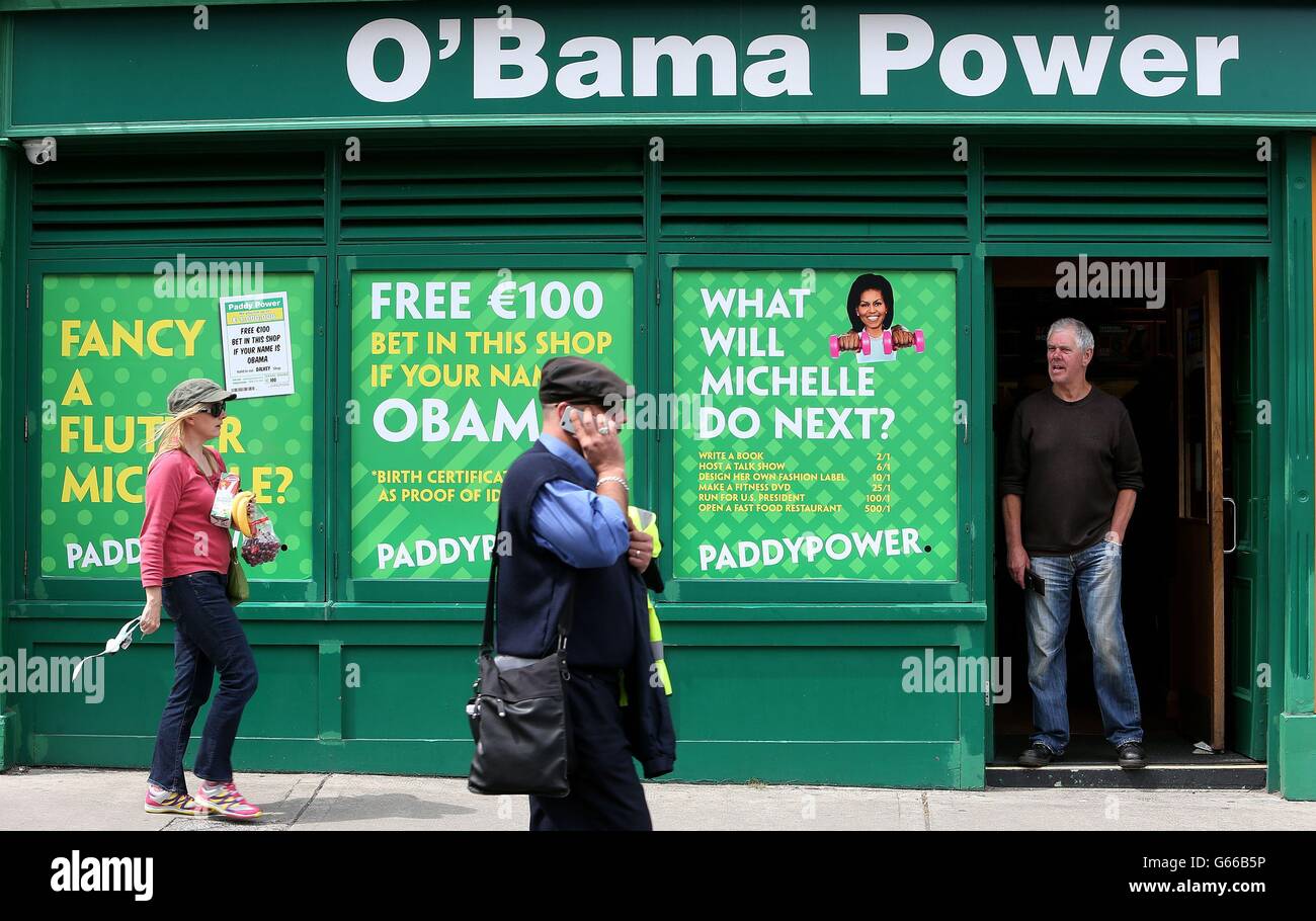 A Paddy Power Bookmaker renamed Obama Power as local residents Bono and ...