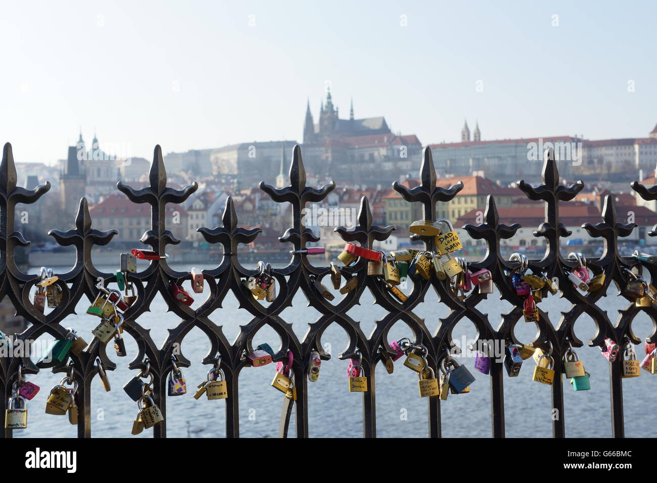 Love locks of Prague Stock Photo - Alamy