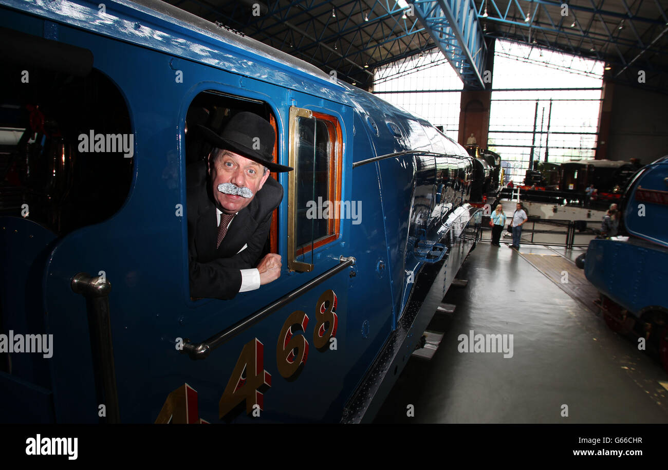 Chris Cade from Platform 4 Theatre dressed as Sir Nigel Gresley next to ...