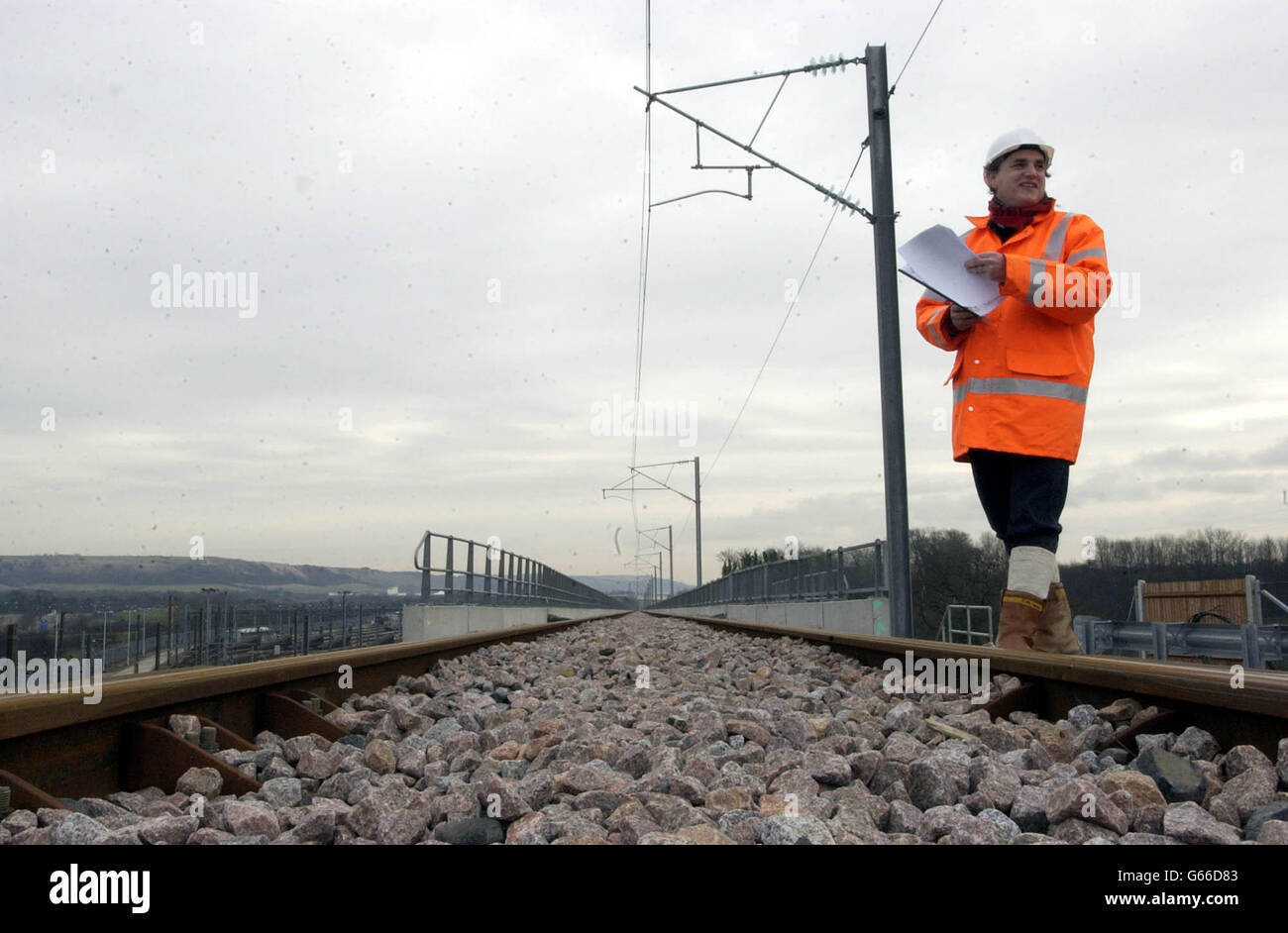 Track Engineer Vincent Rousselot walks along the new Channel Tunnel ...