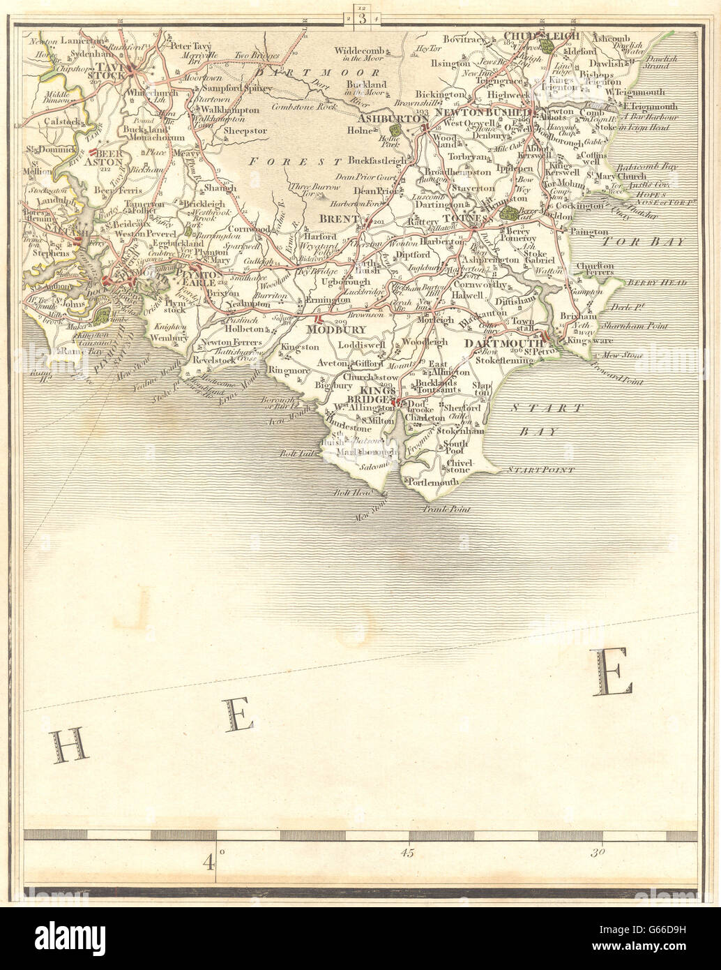 Map of devon england modbury hi-res stock photography and images - Alamy