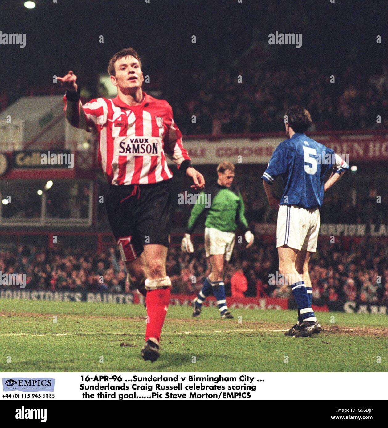 Sunderland's Craig Russell celebrates scoring the third goal Stock ...