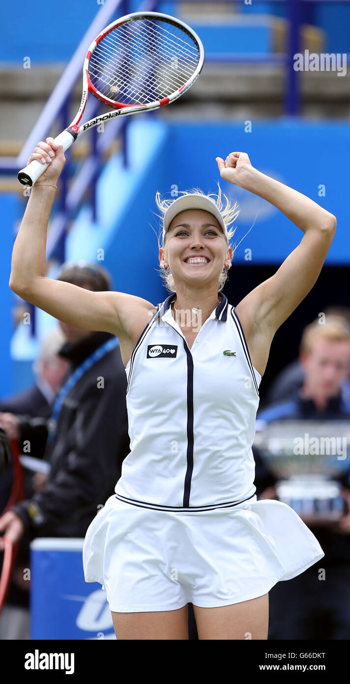 Russia's Elena Vesnina celebrates victory after winning the final match ...