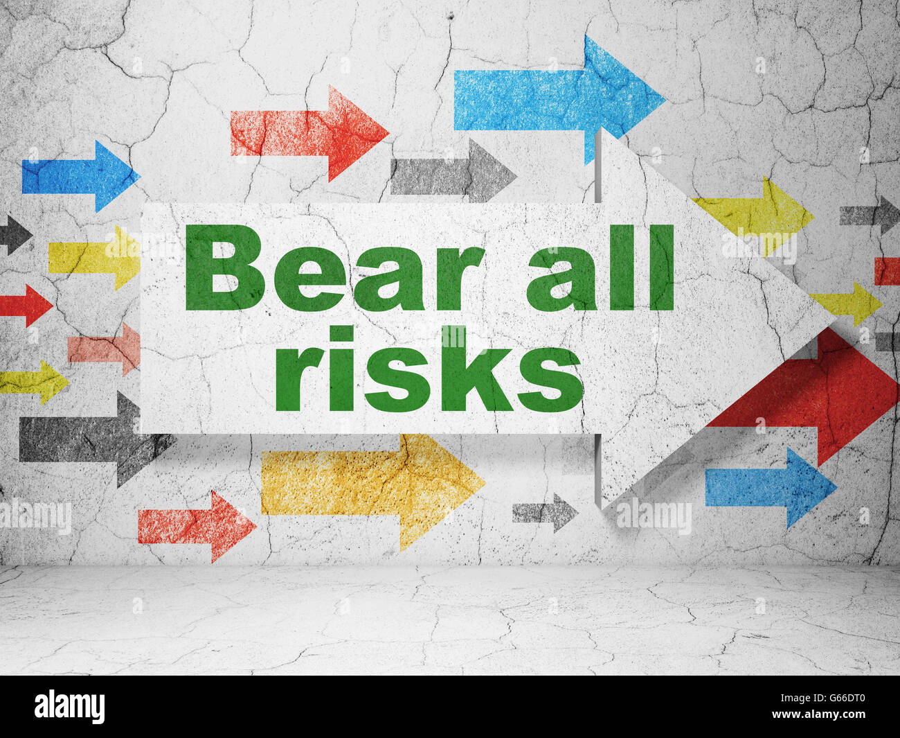 Insurance concept: arrow with Bear All Risks on grunge wall background ...