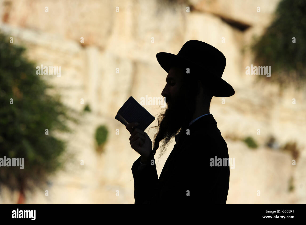 An Orthodox Jew prays at the Western Wall in Jerusalem. The most ...