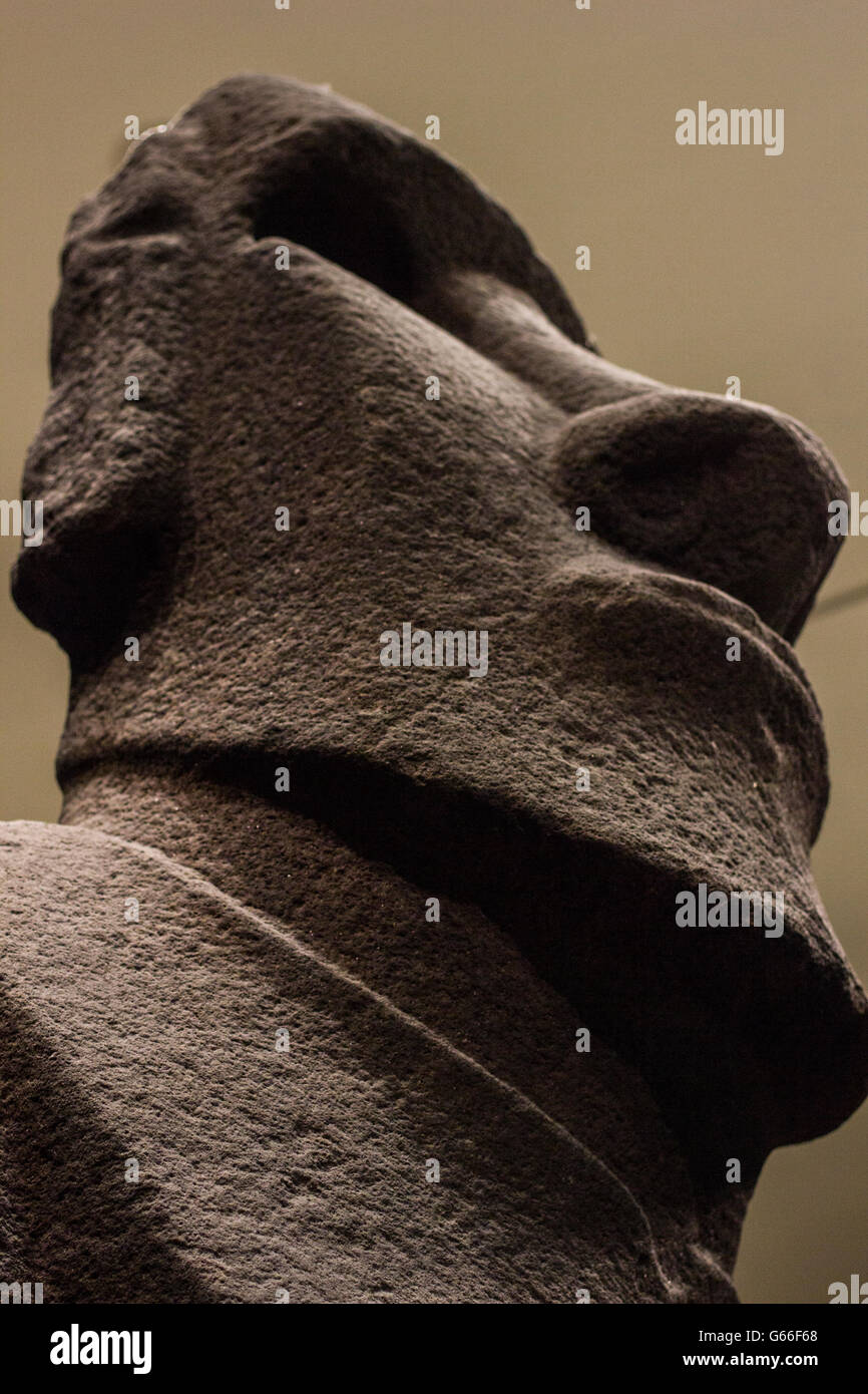 reconstruction of a moai exposed to the British Museum in London Stock ...