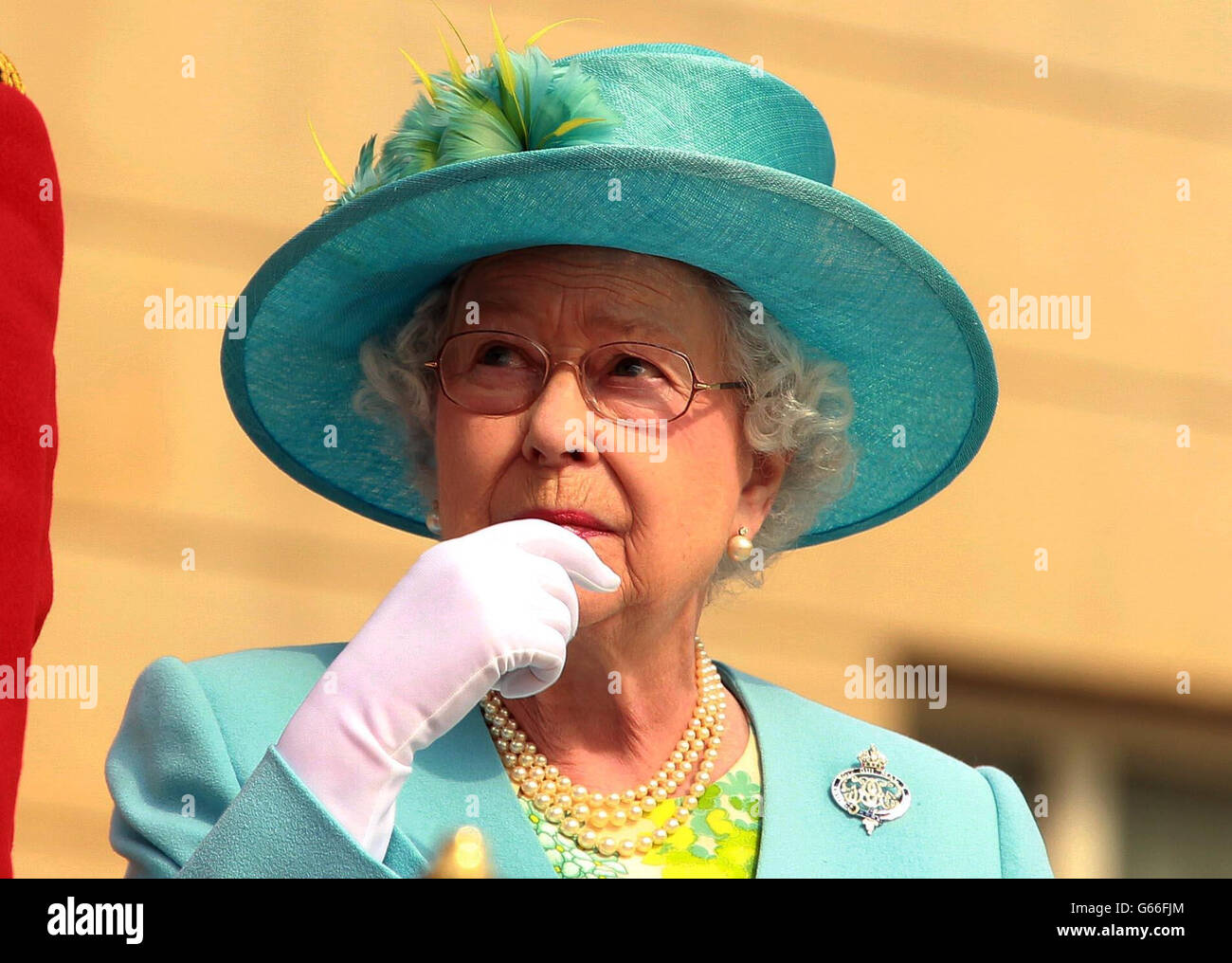 Queen Elizabeth II, Colonel-in-Chief, Grenadier Guards, arrives to ...
