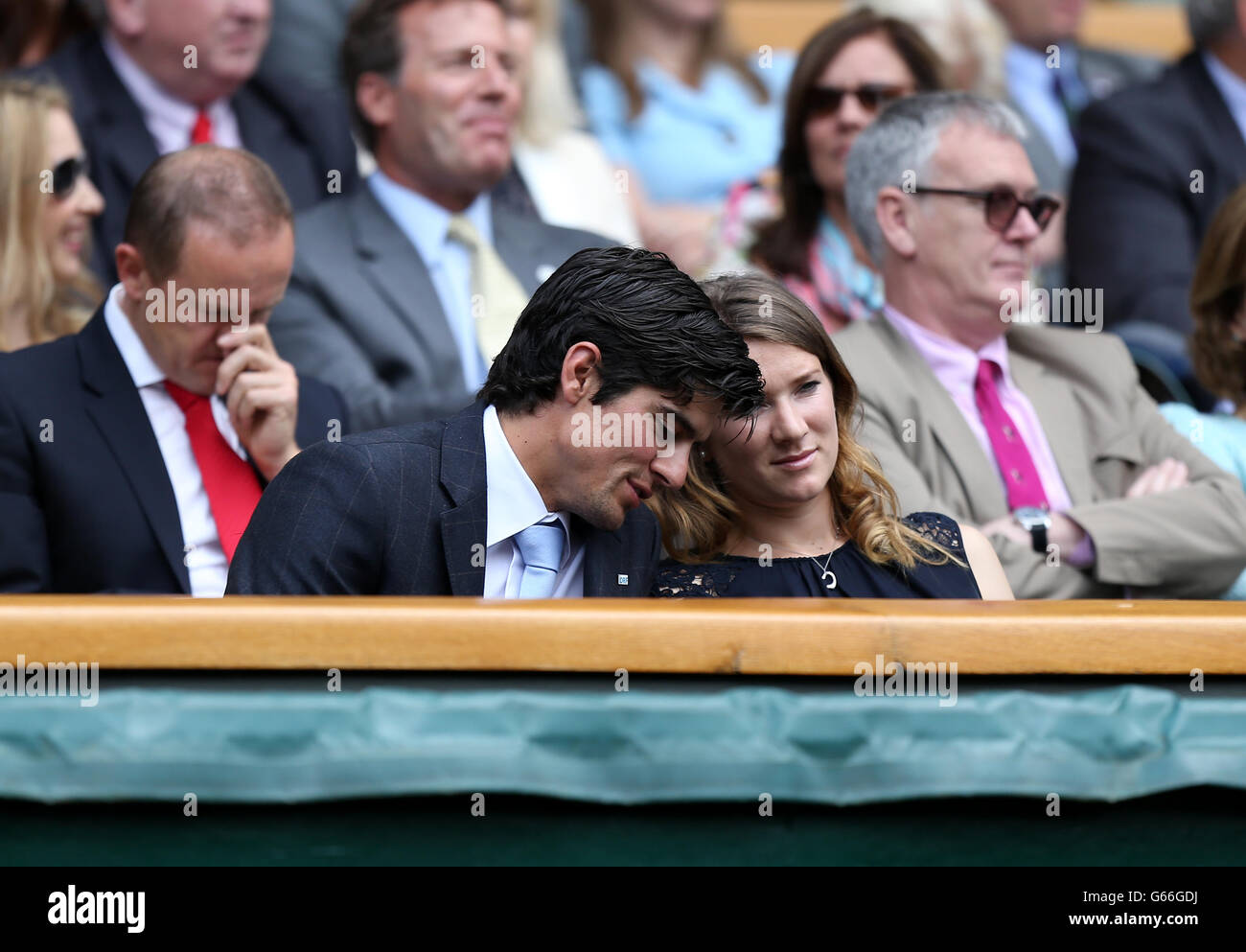 Alastair Cook and his wife Alice in the Royal Box on Centre Court Stock ...