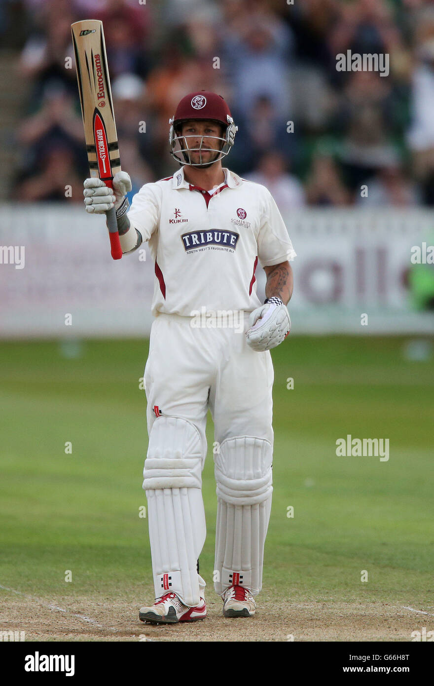 Somerset's Peter Trego celebrates his 50during the International Tour ...