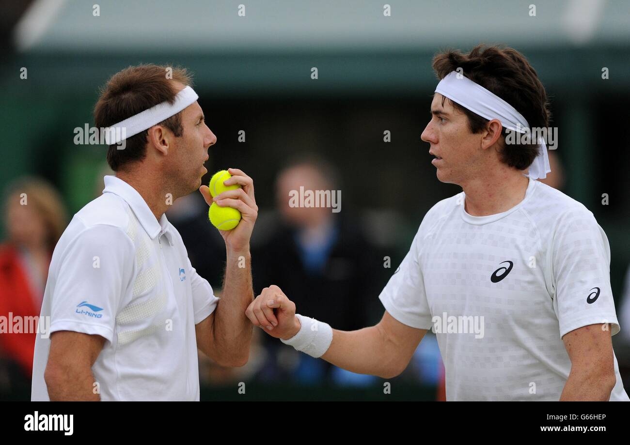 Australia's Paul Hanley (left) and John-Patrick Smith in their doubles ...
