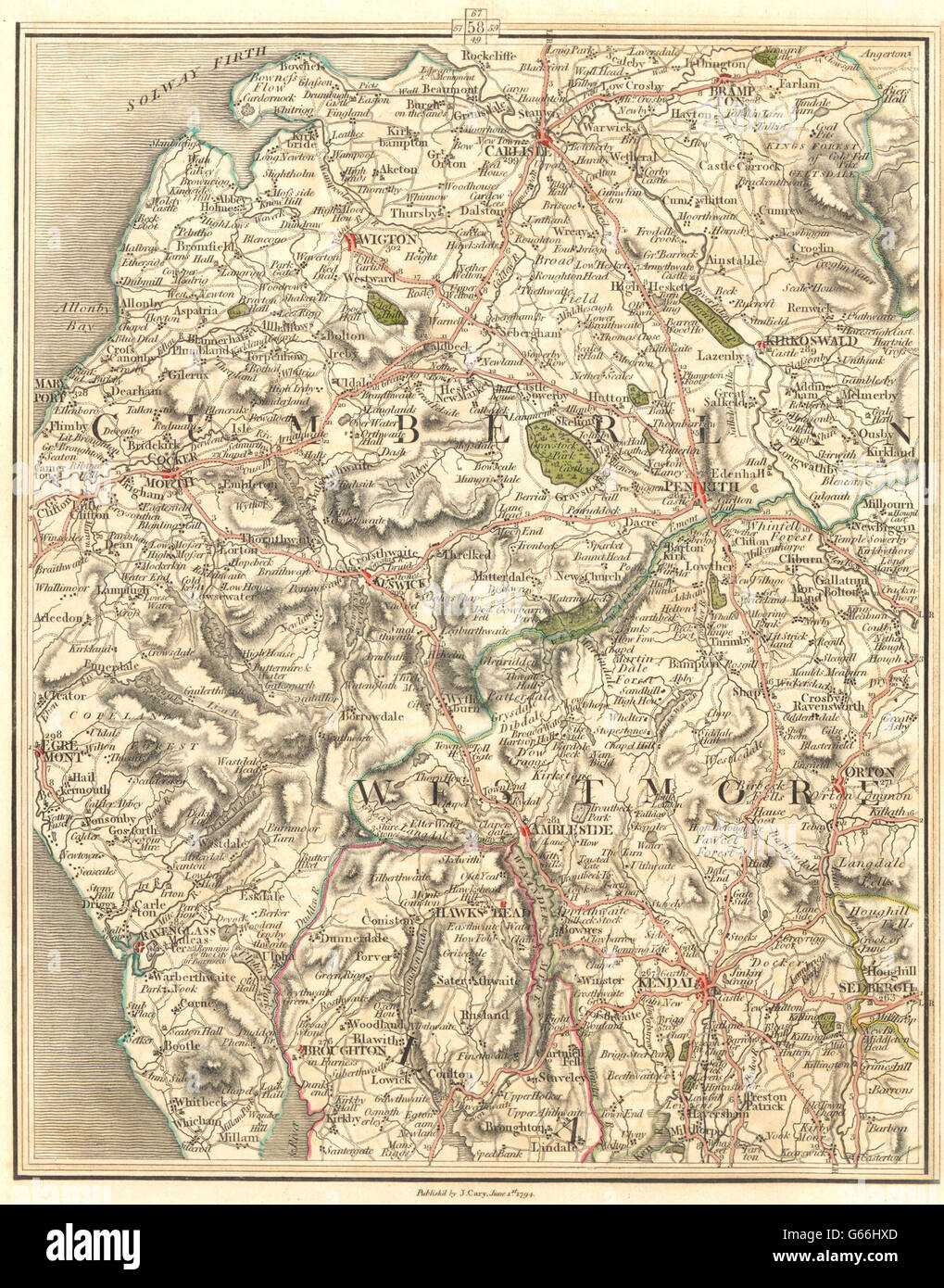 Westmorland england map hi-res stock photography and images - Alamy