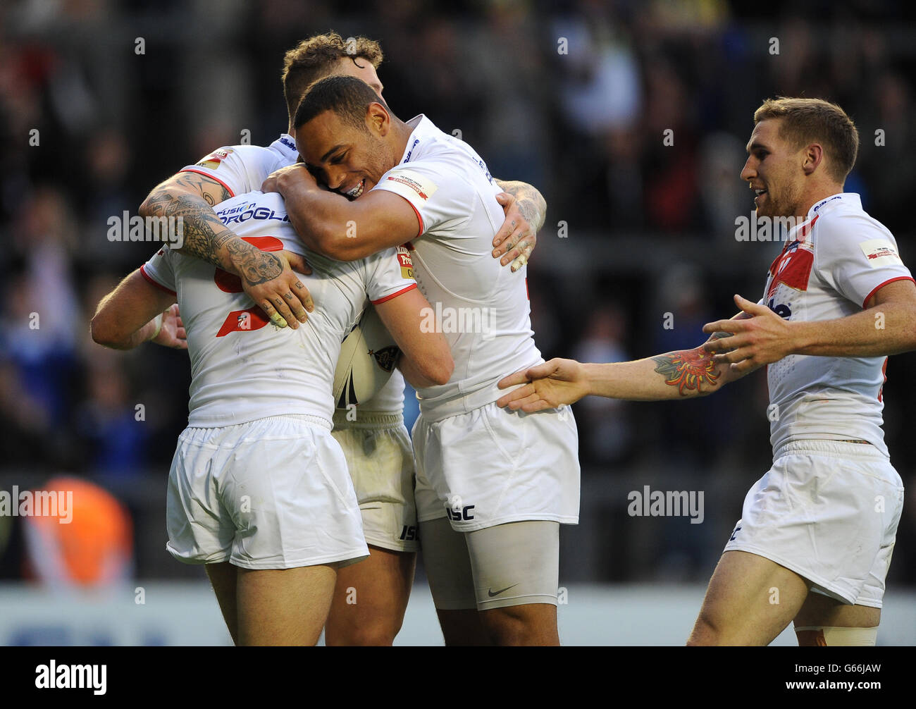 Englands james roby try interational match halliwell jones stadium hi ...