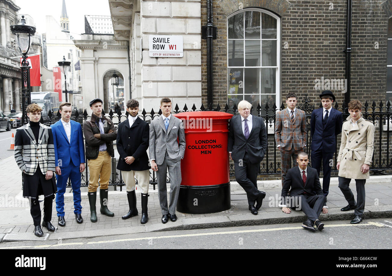 Mayor of London, Boris Johnson joins male models wearing iconic British ...