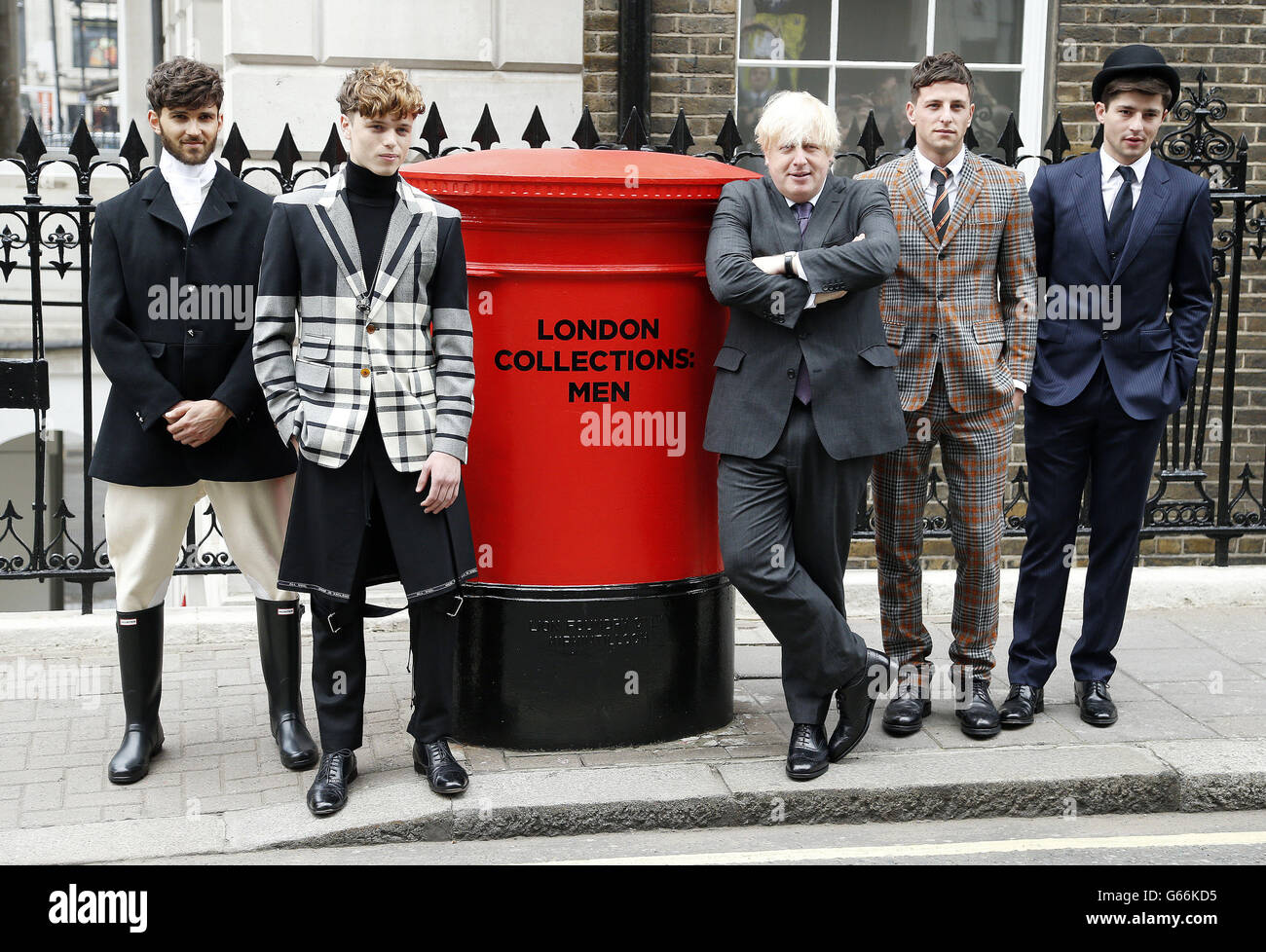 Mayor of London, Boris Johnson joins male models wearing iconic British ...