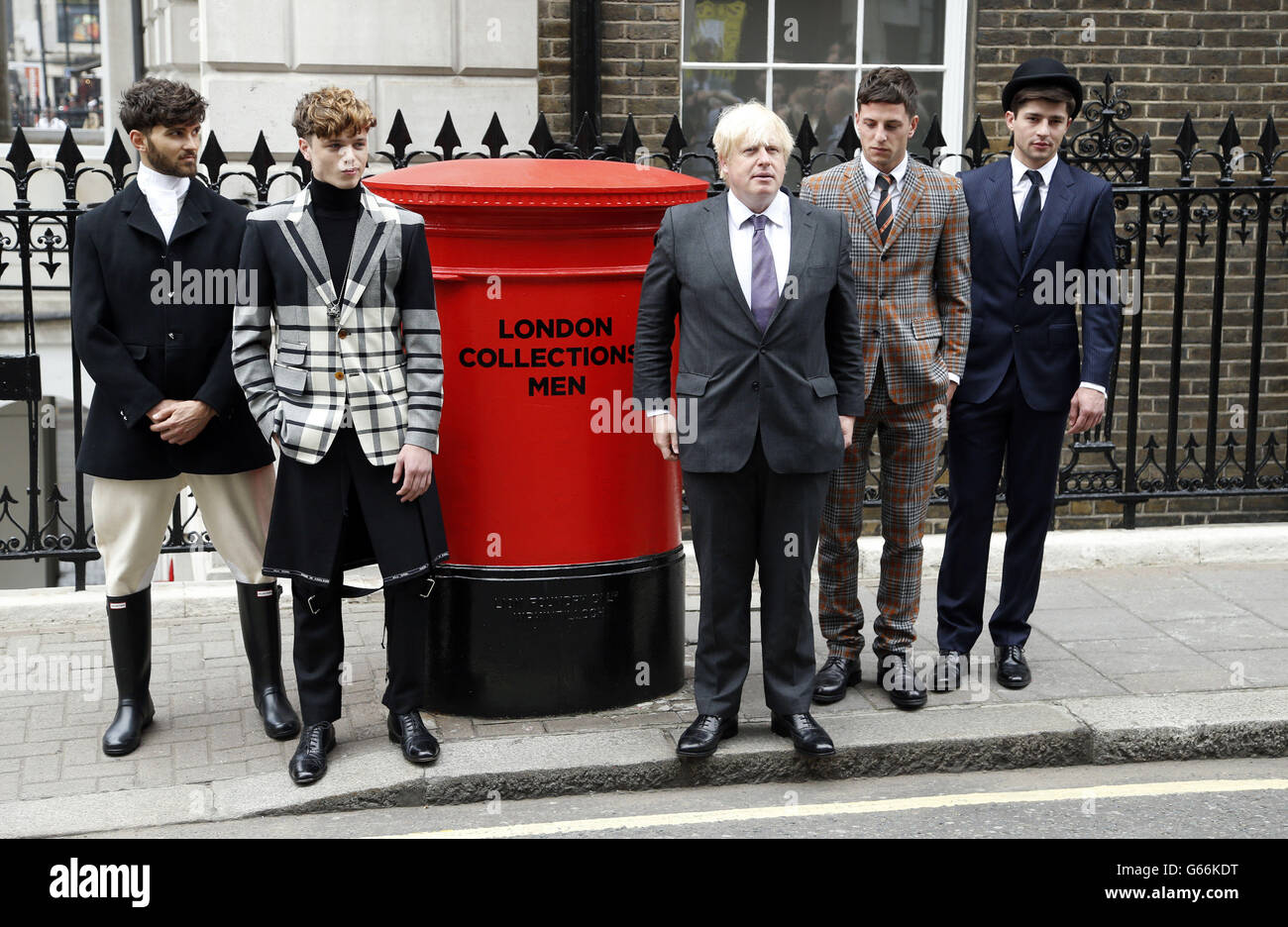 Mayor of London, Boris Johnson joins male models wearing iconic British ...