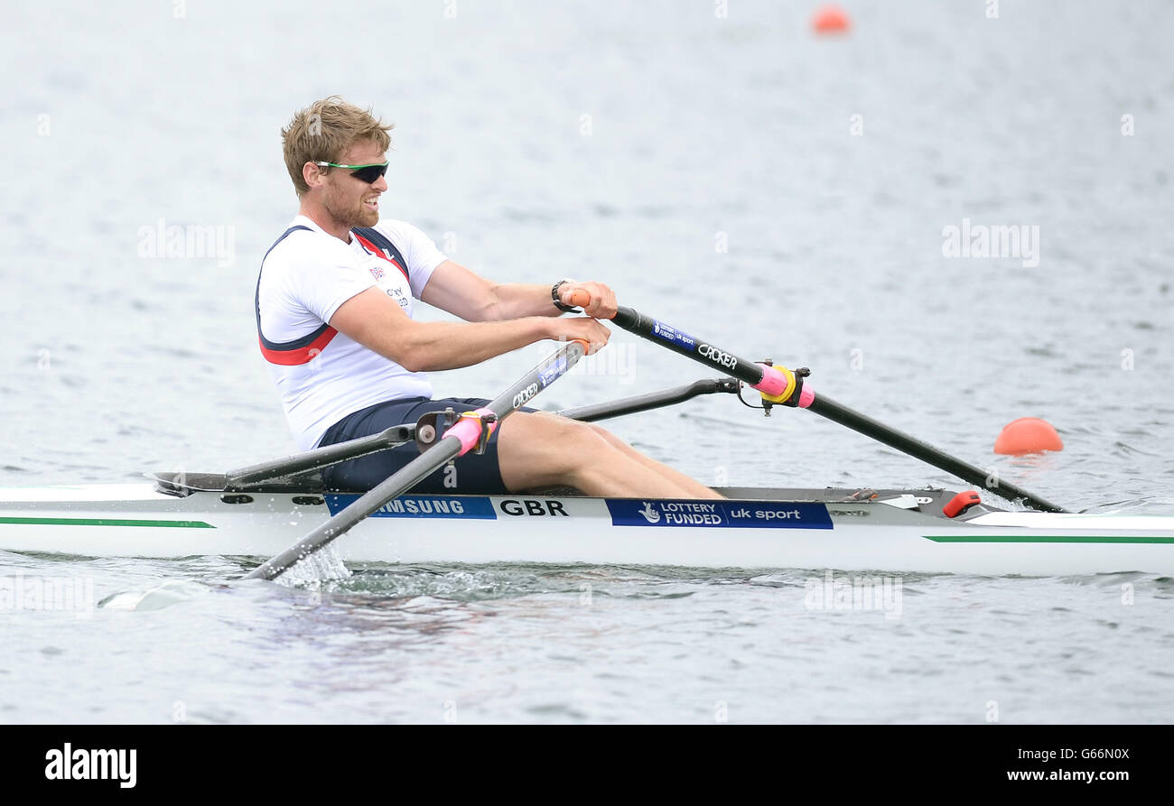 Great Britain's Alan Campbell competes in his men's single sculls heat ...