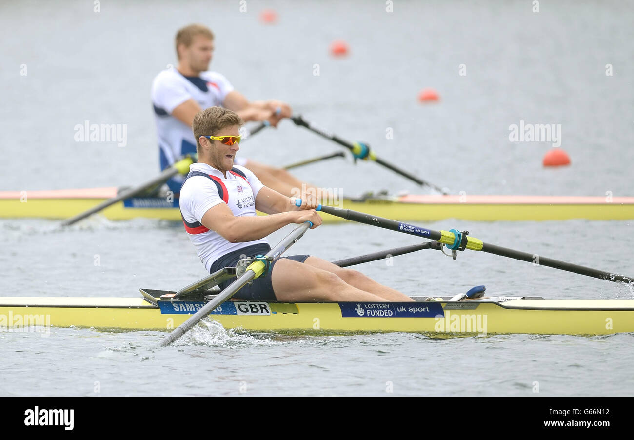 Great Britain's Jonathan Walton competes in his men's single sculls ...