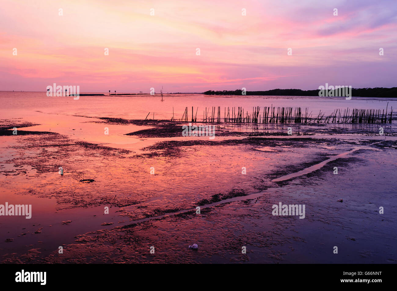 Sunset sea in samutprakarn Thailand Stock Photo - Alamy