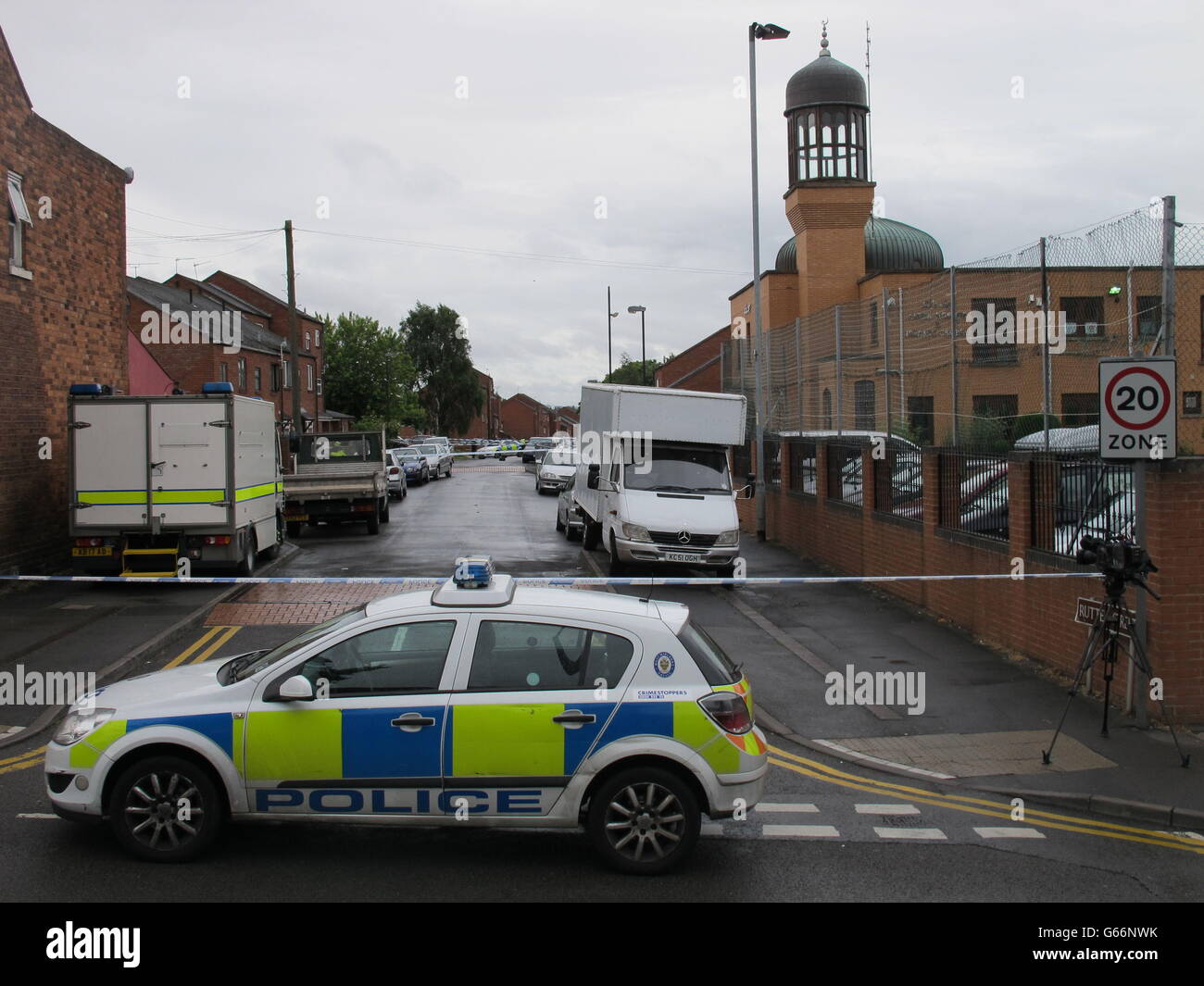 Police by the mosque in Rutter Street in Walsall following the ...