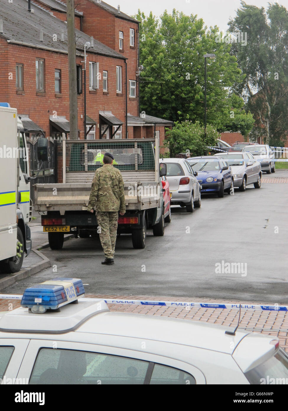 Police and army by the mosque in Rutter Street in Walsall following the ...