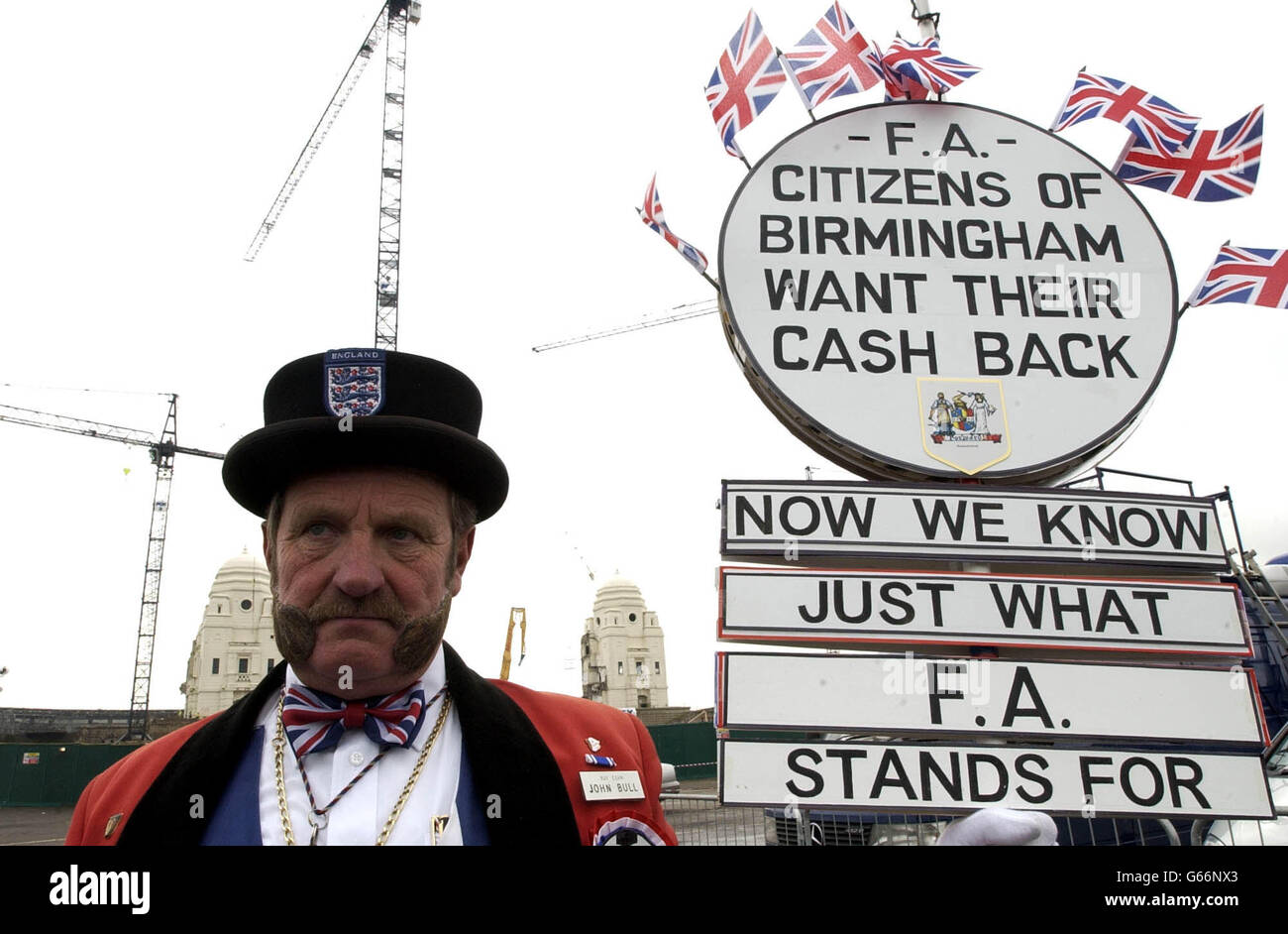 Wembley demolition John Bull. John Bull, aka Ray Egan from Birmingham ...