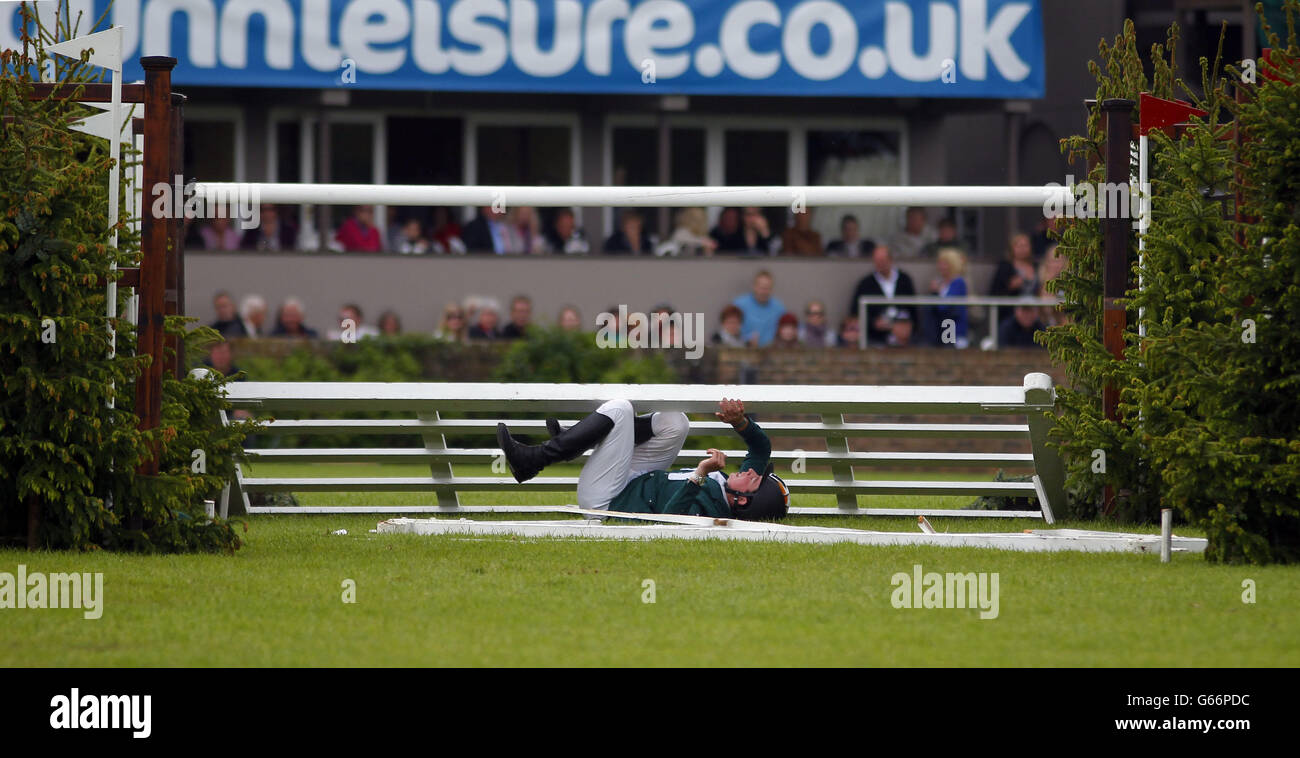 Ireland's Gerard Clarke after falling off his horse Kellswater Crimson ...