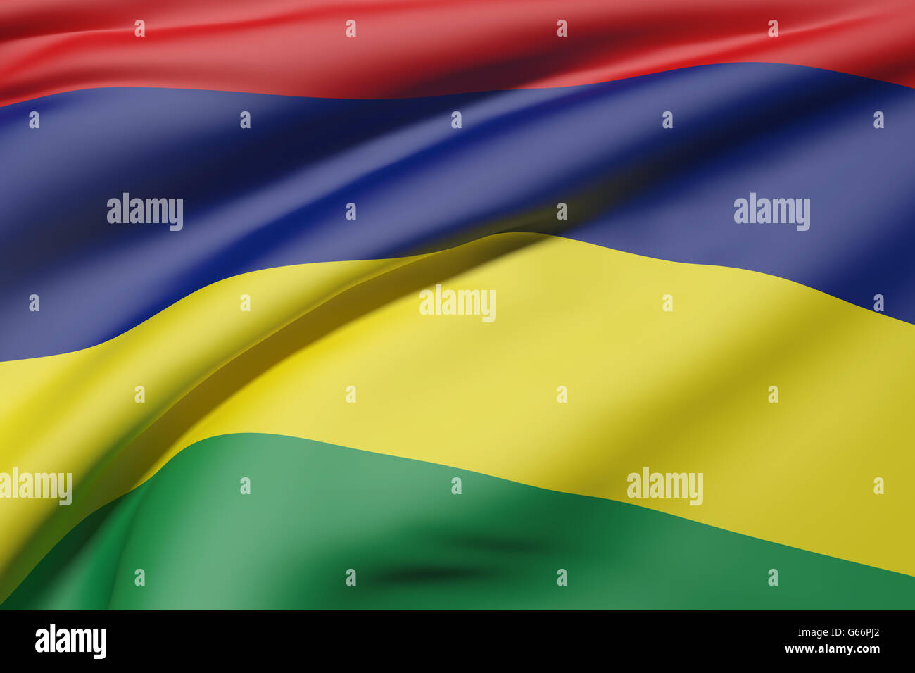3d rendering of Republic of Mauritius flag waving Stock Photo - Alamy
