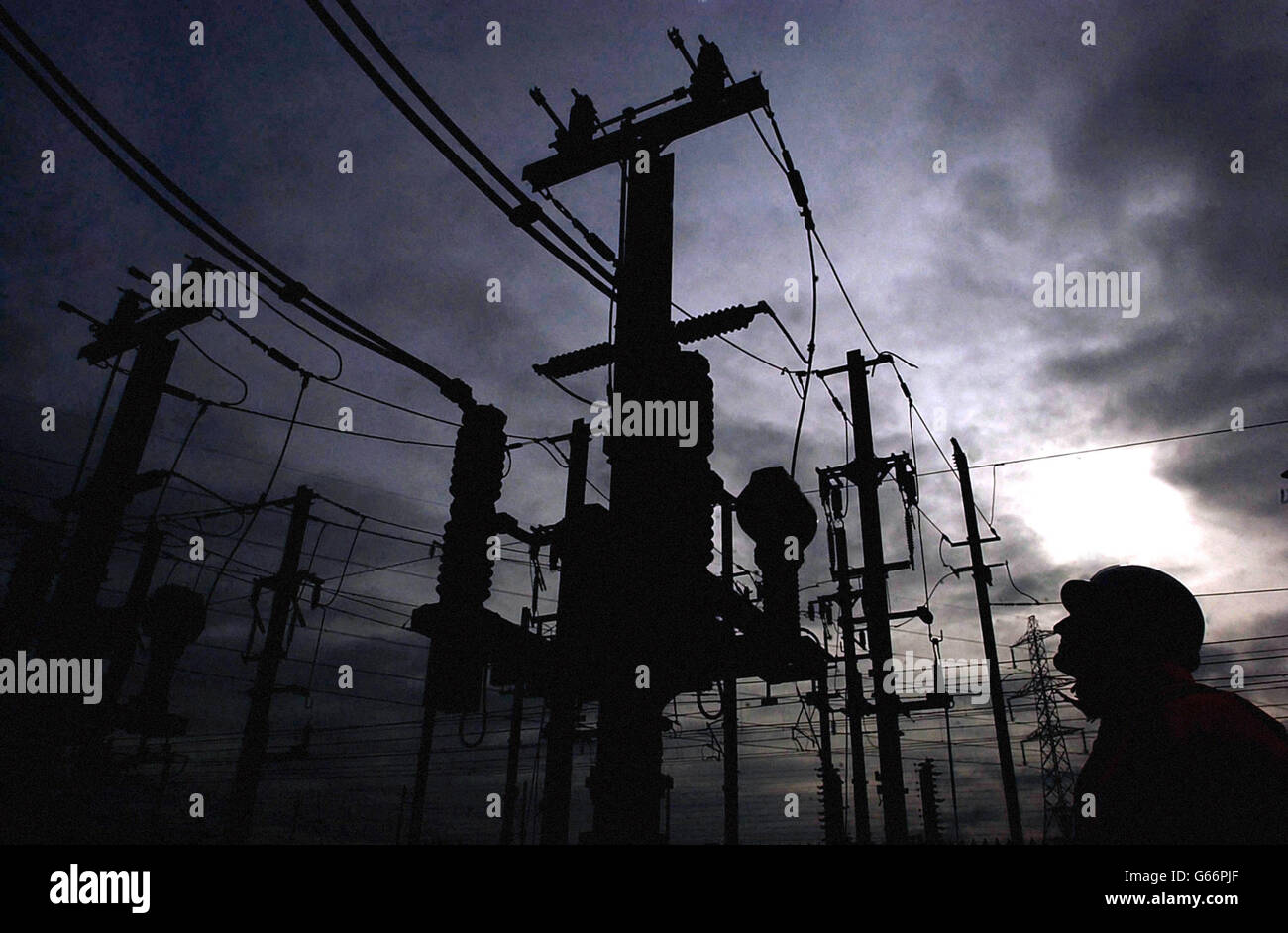 An engineer inspects the Feeder Station at Sellinge, Kent, which ...