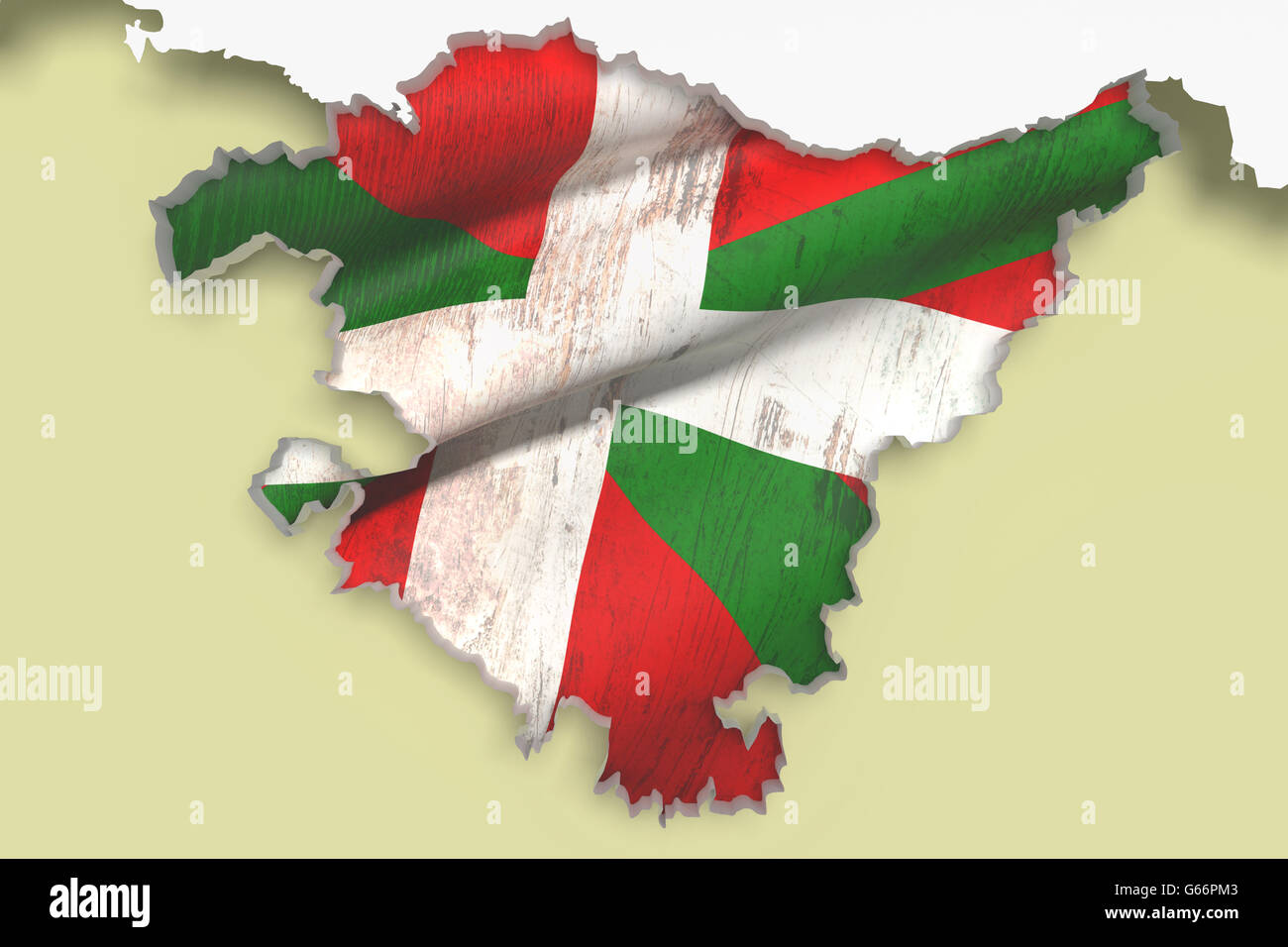 3d rendering of map of Basque Country with flag on background Stock ...