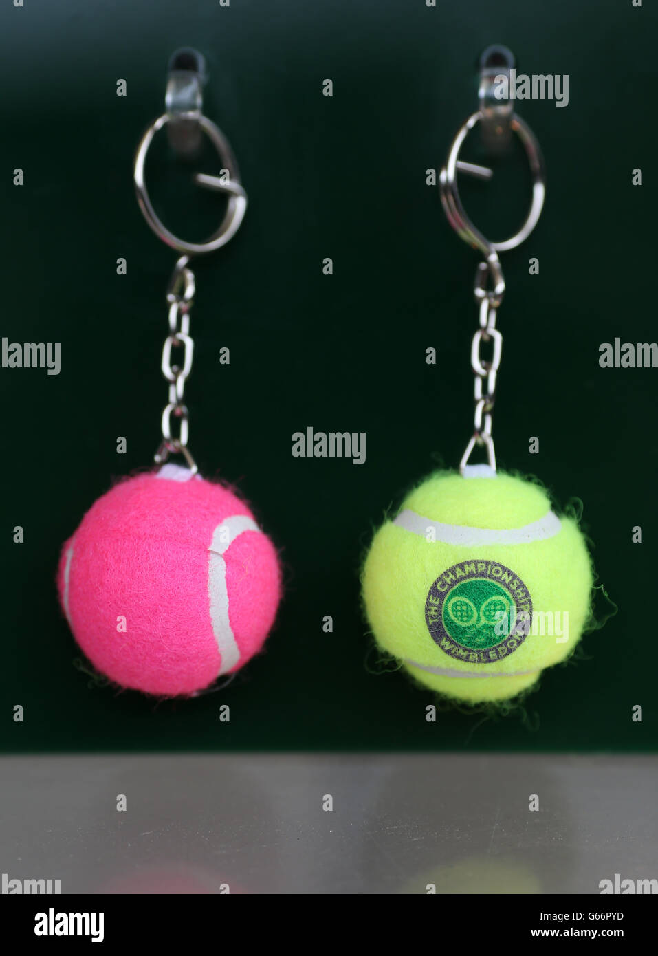 Wimbledon key rings on display during day one of the Wimbledon ...