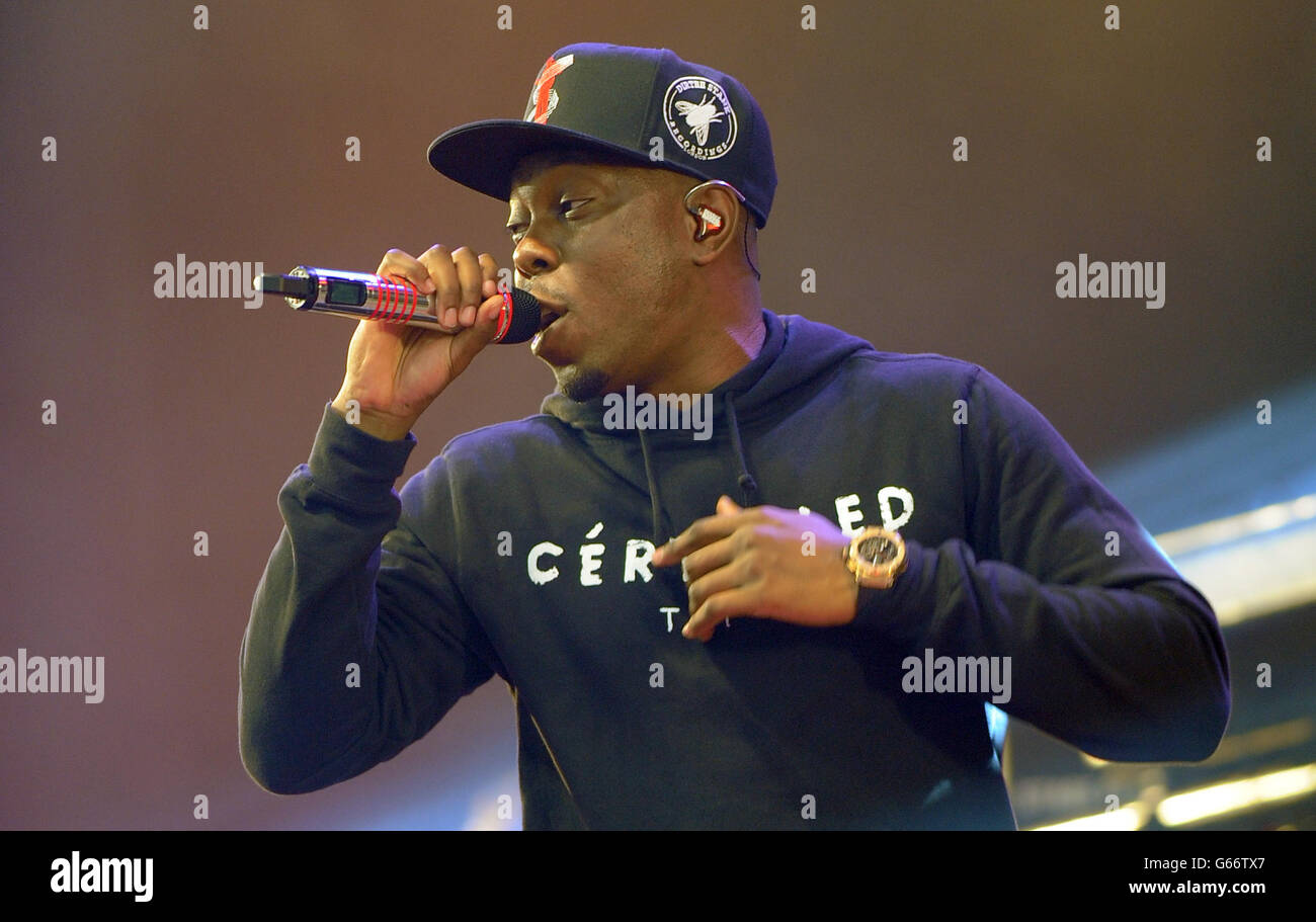 Dizzee Rascal on the Pyramid Stage during the first performance day of ...